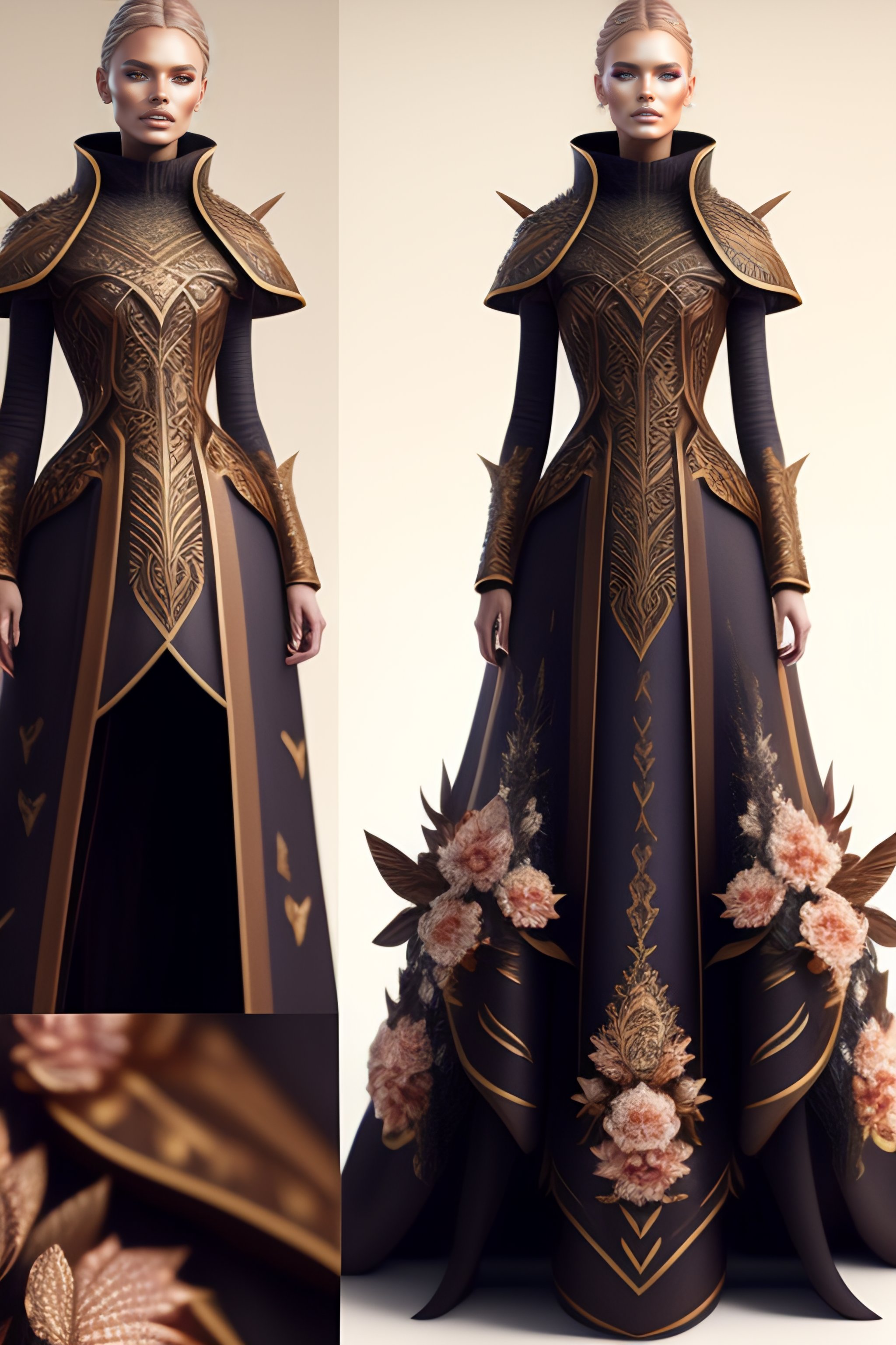 Lexica - Epic fantasy dress made of wood and nature, soft deep colors ...