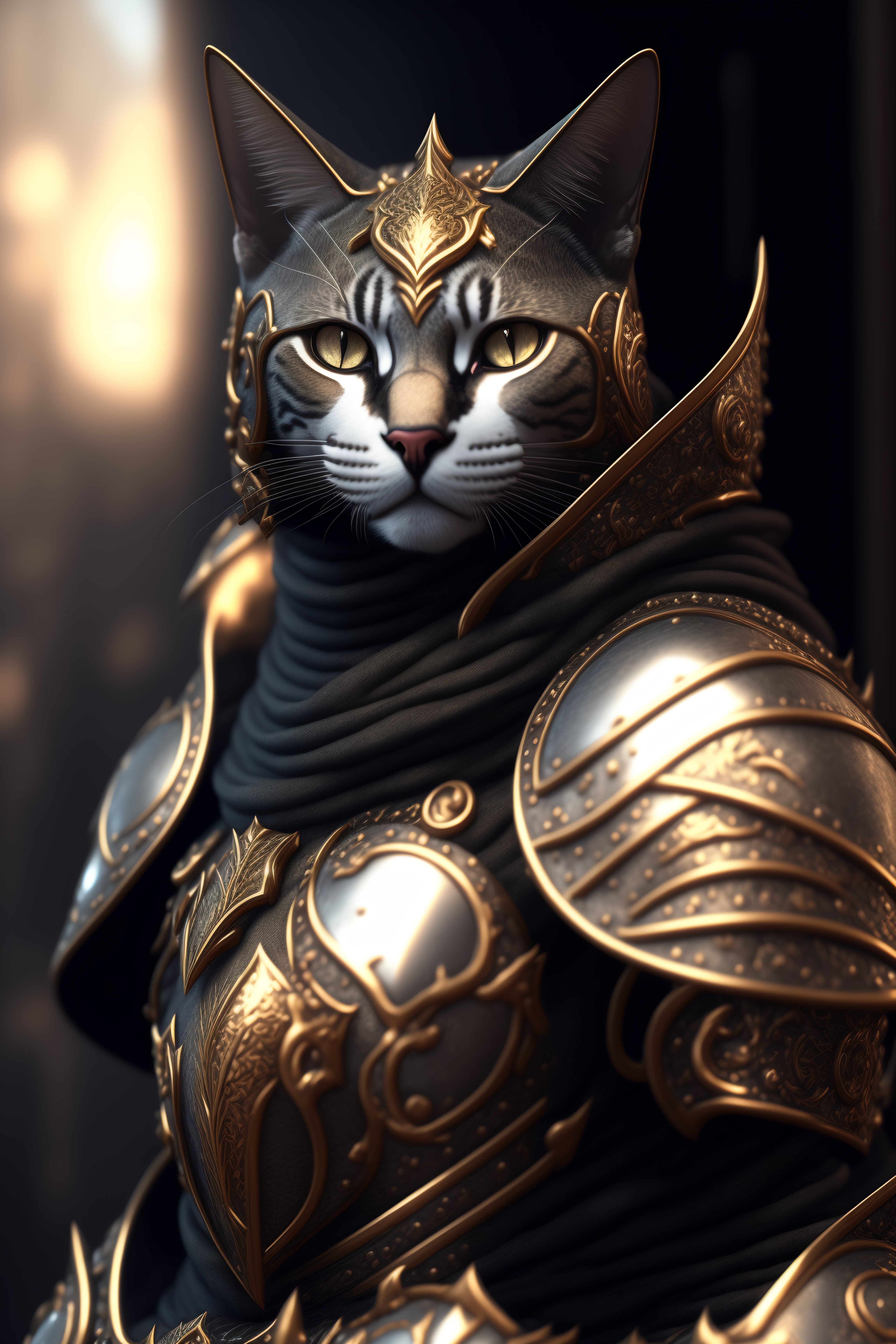 Lexica - Cat in armor knight Conceptual art portrait highly detailed ...