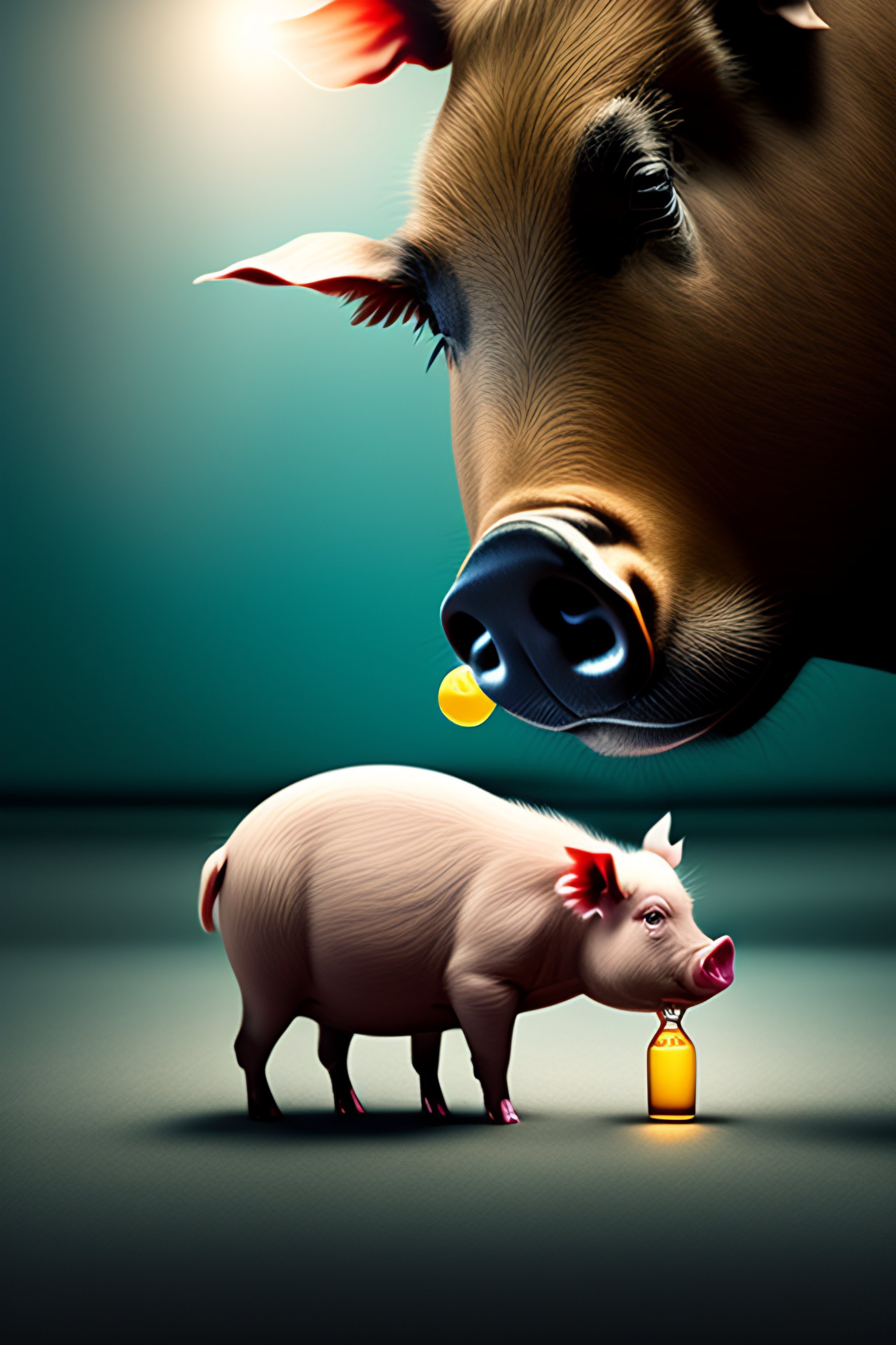 Lexica - Neurotic pig drinking out of a bladder