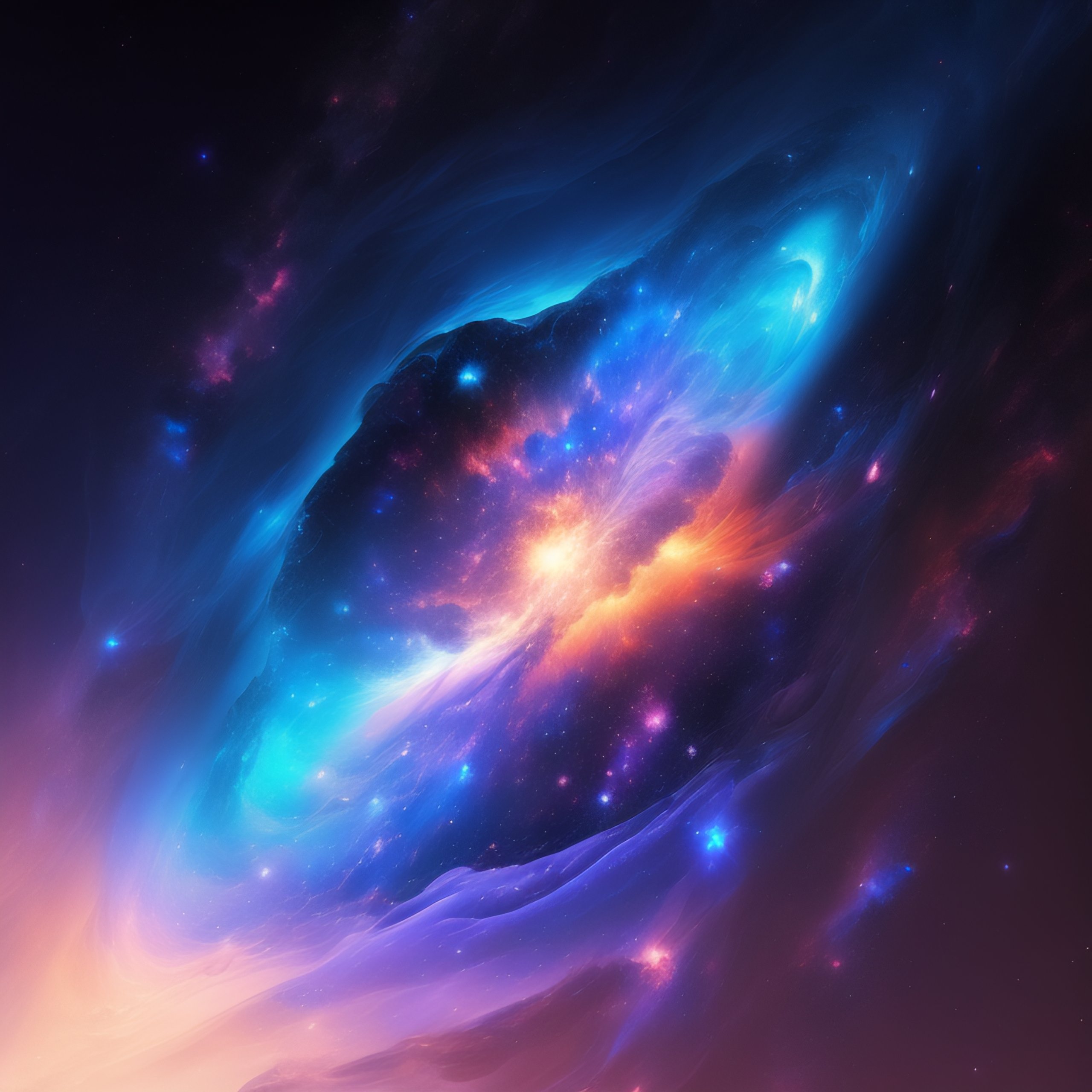Lexica - Abstract nebula galaxy deep space, blue colors, blue light and ...