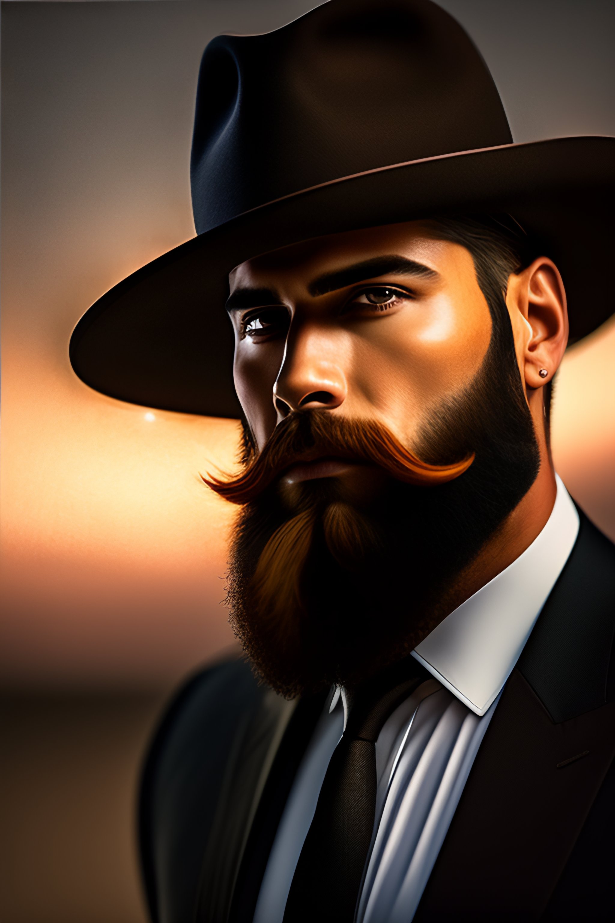 Lexica - A mysterious mafia guy with a beard wearing a hat