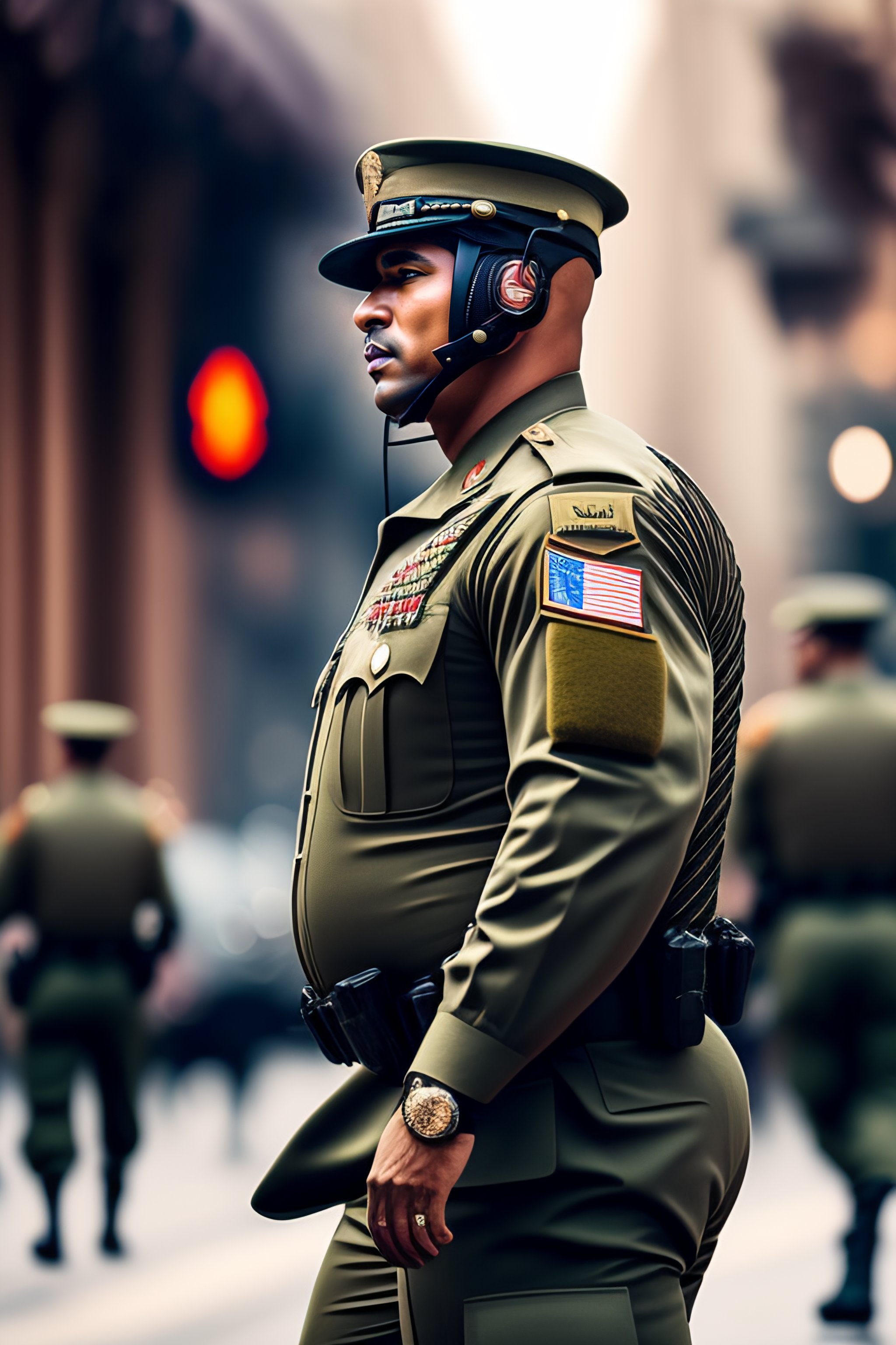 Lexica - Big army officer, dancing in street, HD Quality, very good details