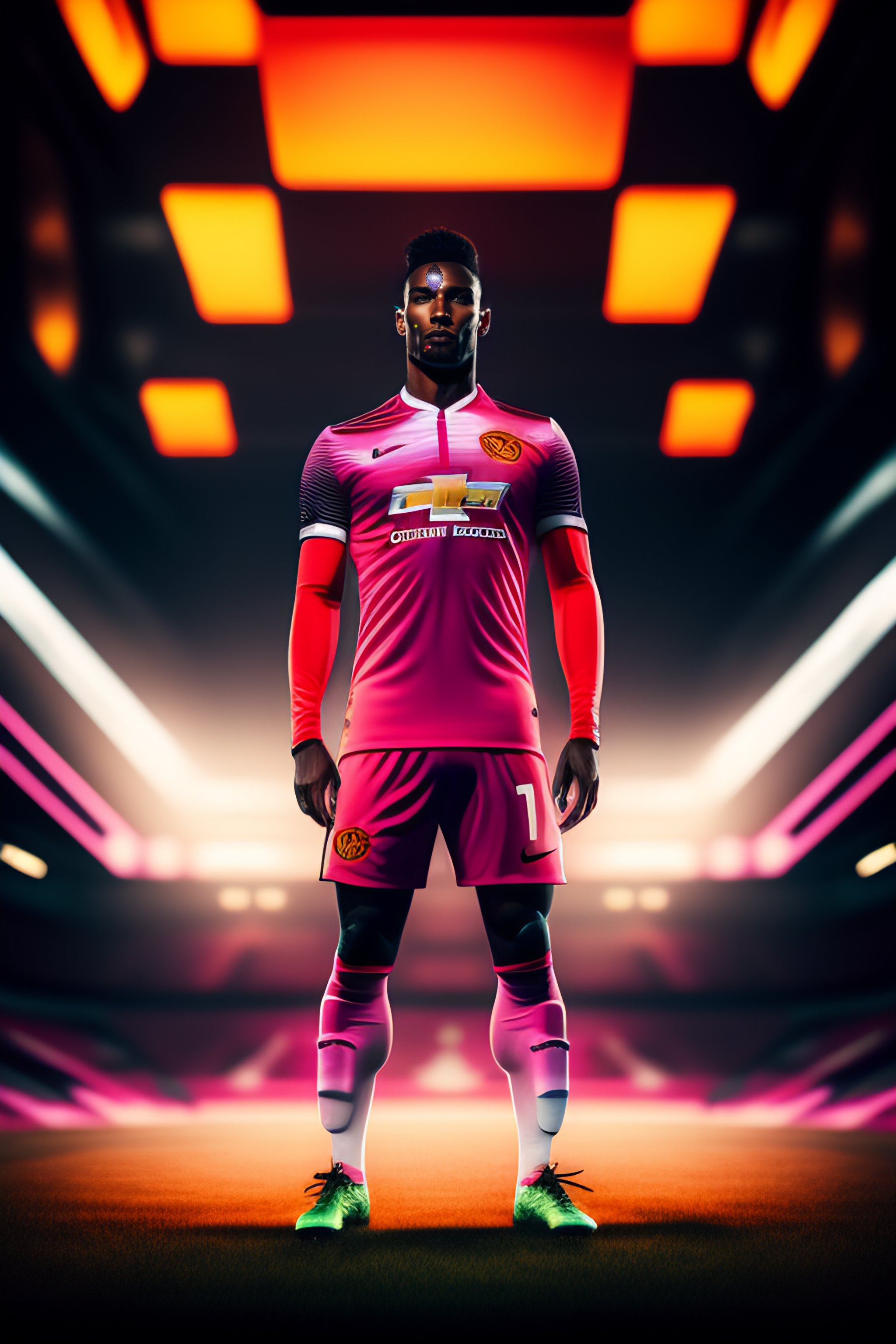 Lexica - A photograph of a Manchester United soccer player in jersey ...
