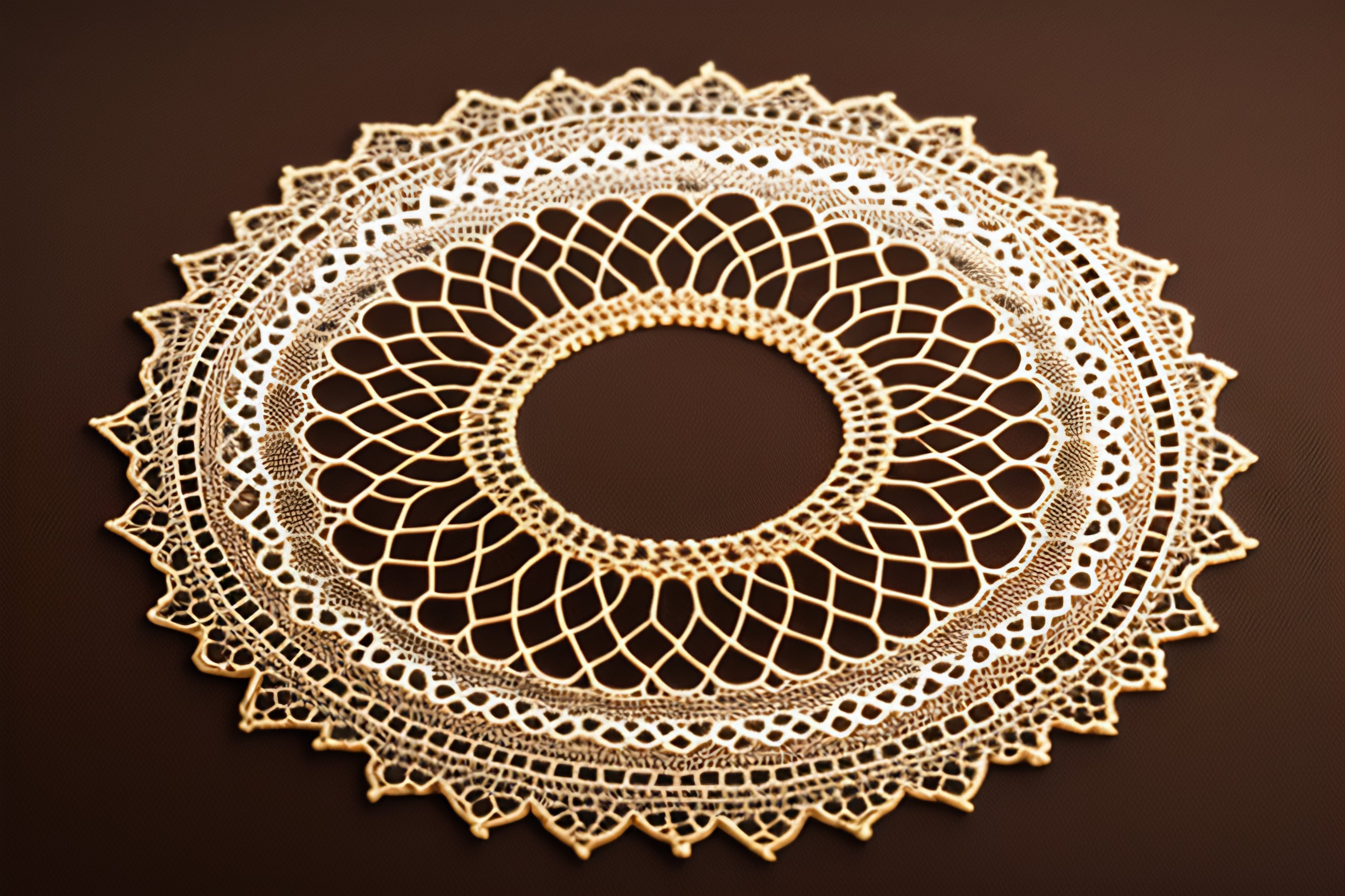 Lexica - Photograph linnen lace pattern brown string circle
