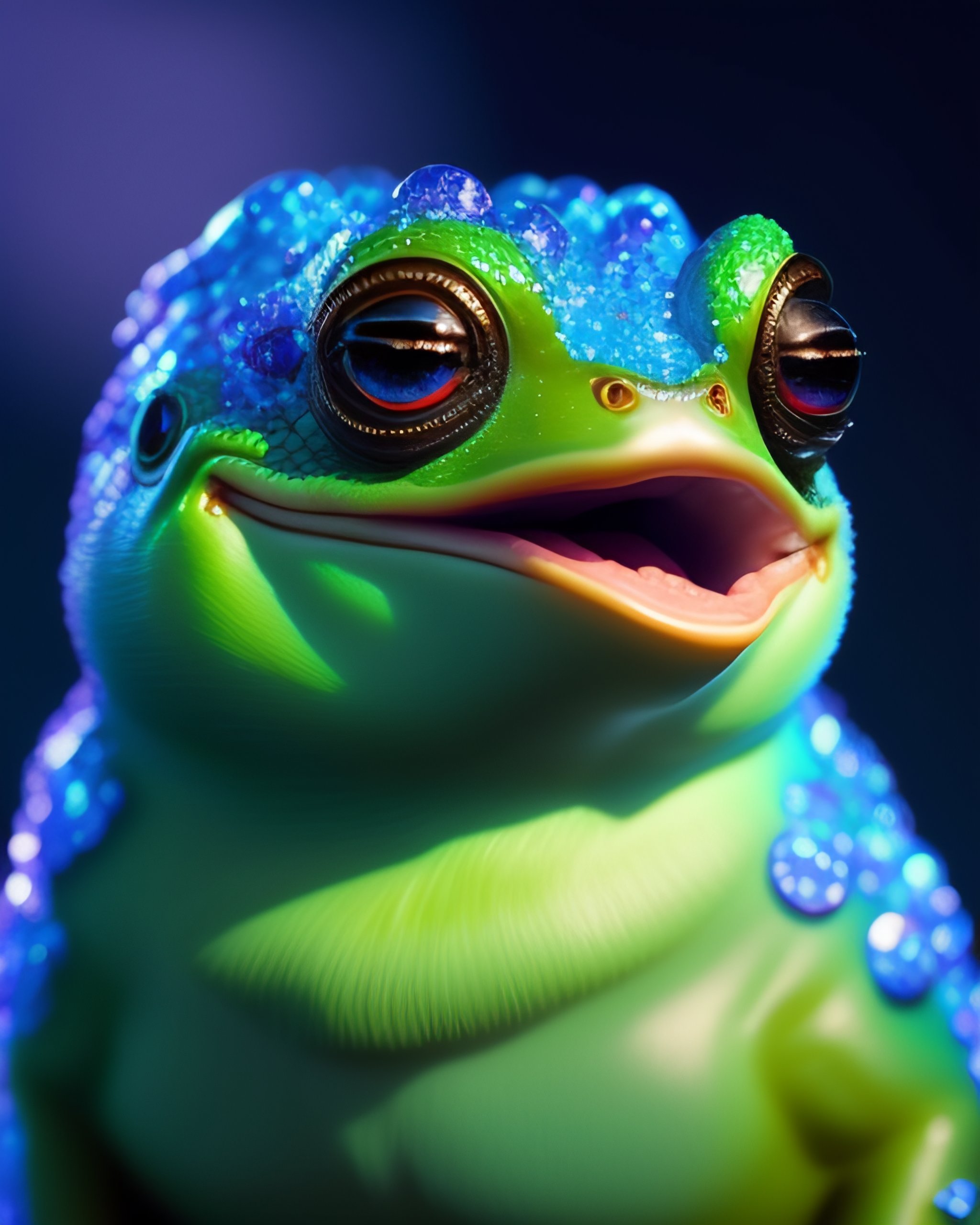 Lexica - Super rich happy pepe the frog. luxury, blue crystals, greg ...