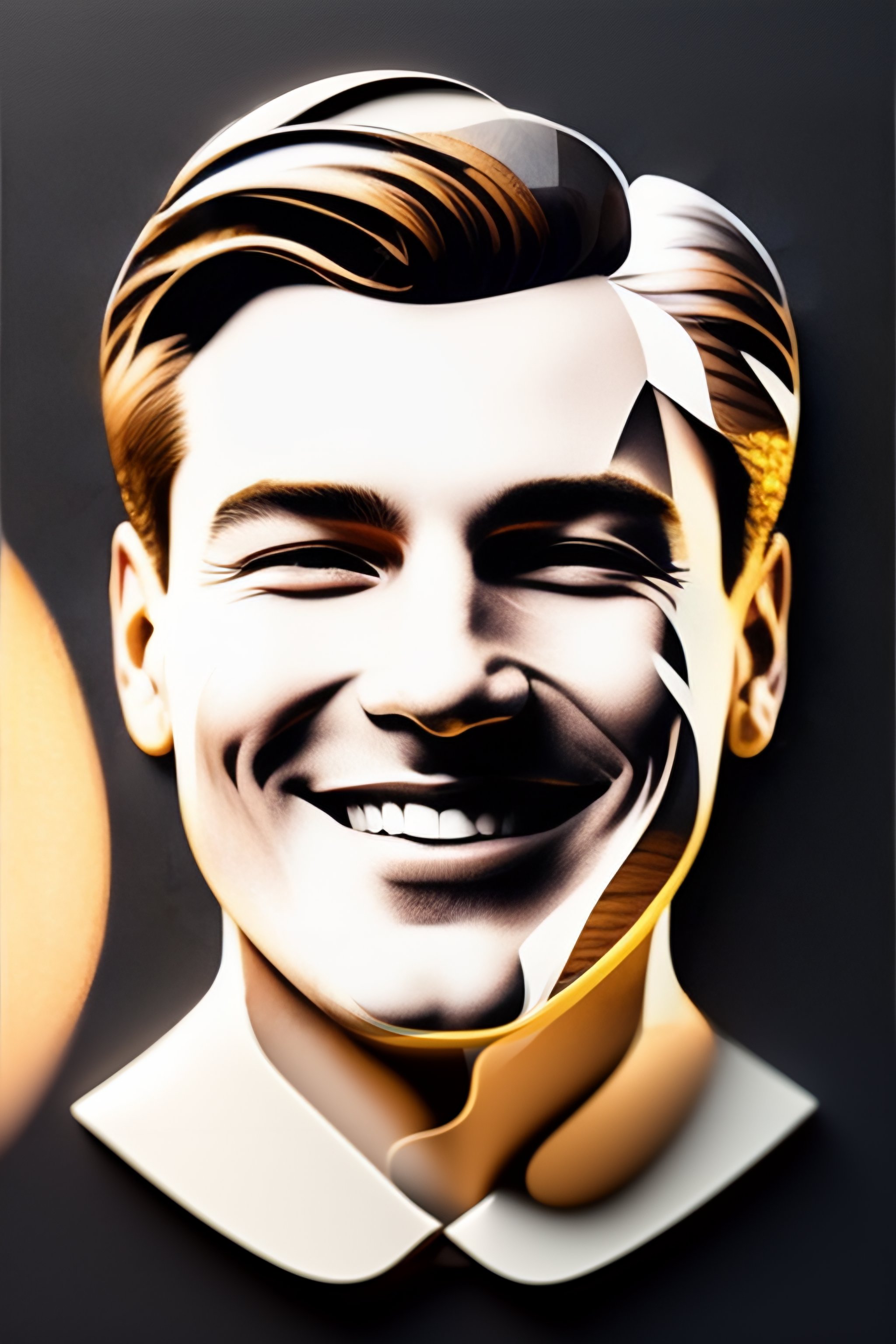 Lexica - A face of a man with wavey medium short hair made from layered ...