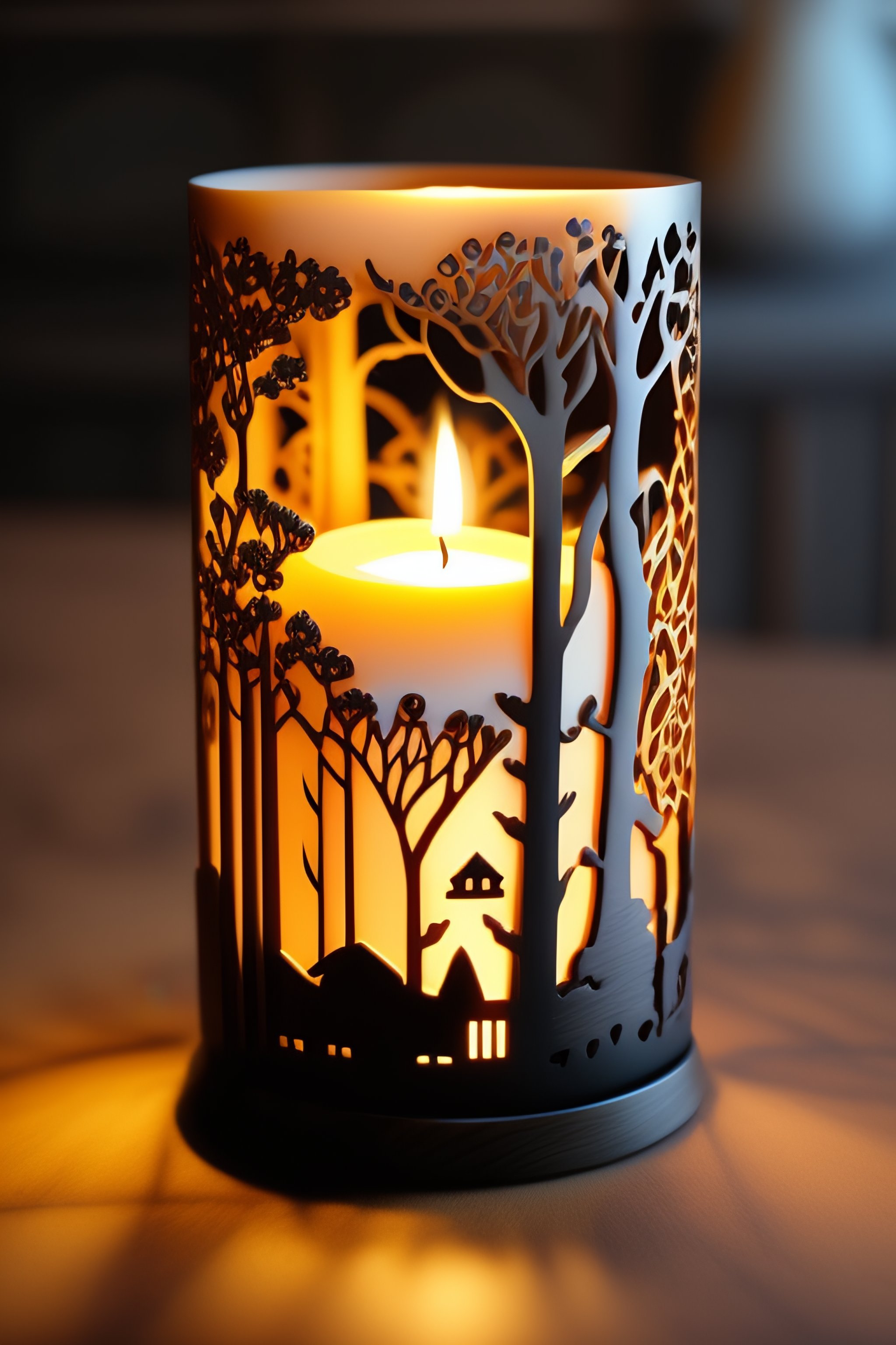 Lexica - 2d laser cut, landscape candle holder