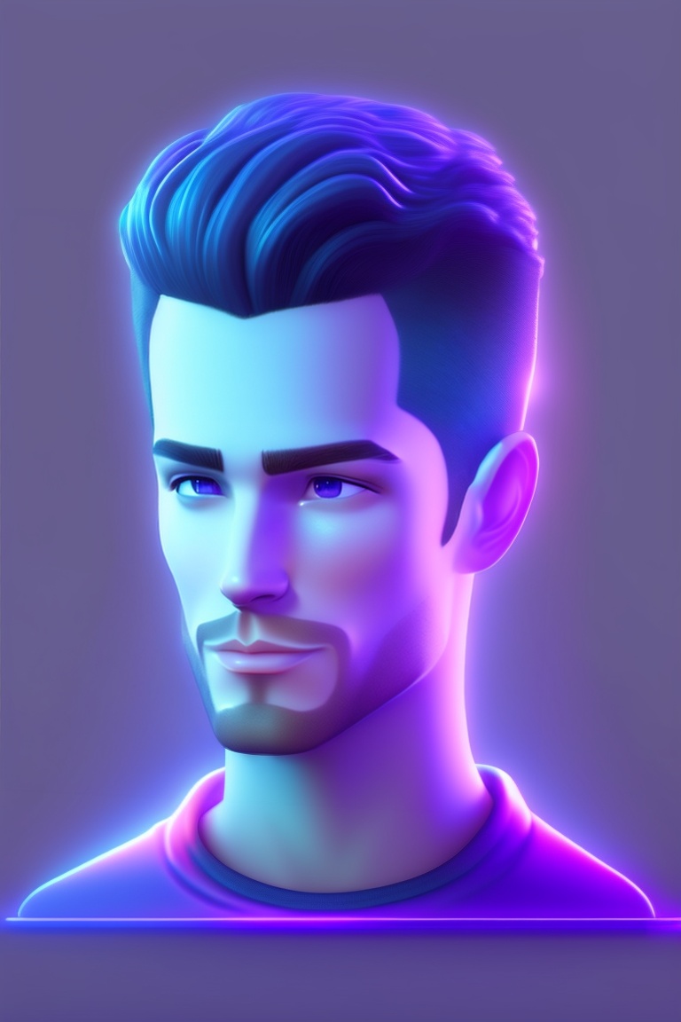 Lexica - Avatar, violet-blue light, man, featureless face, figure ...