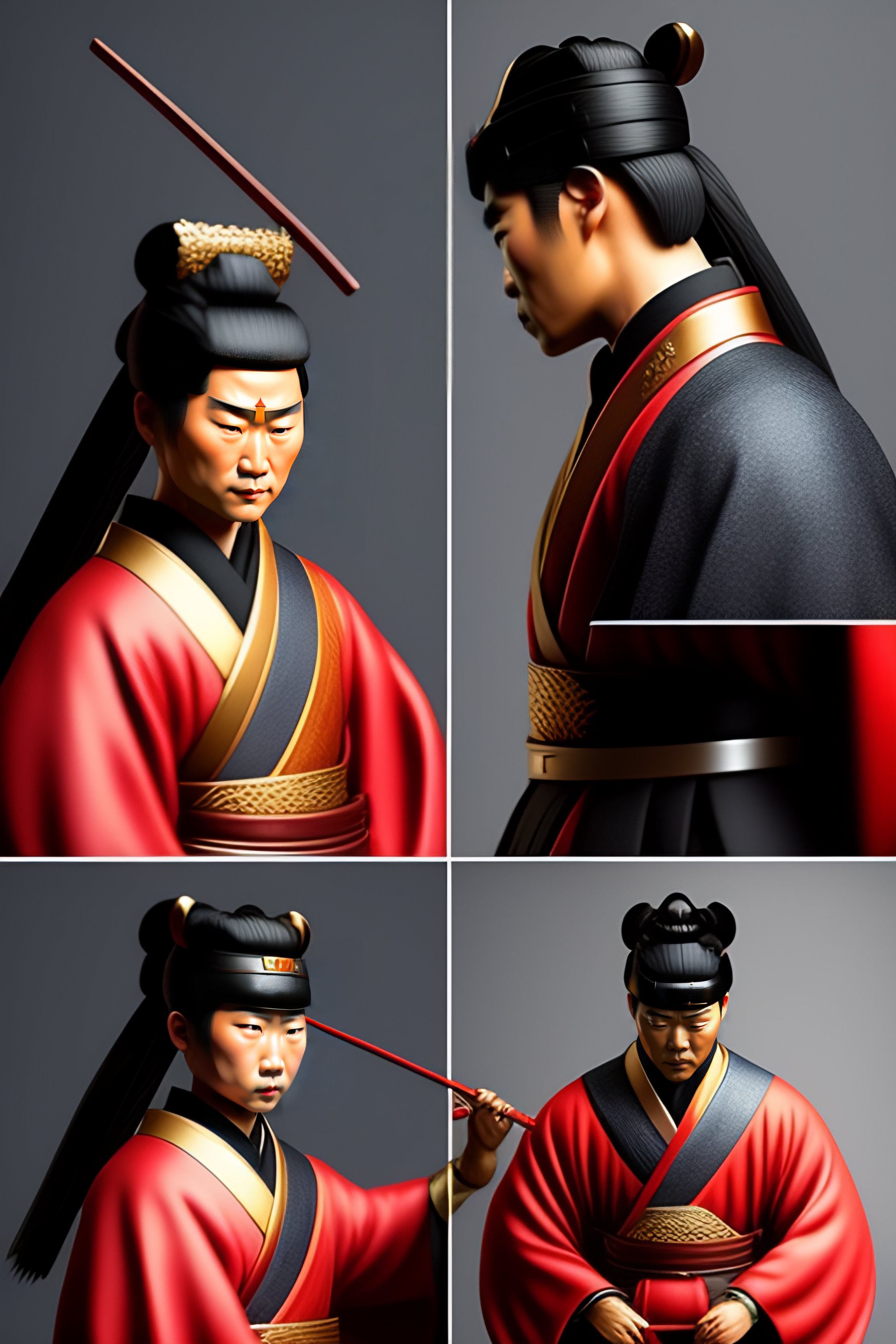 Lexica - Create a 3d japanese samurai lord making a bow