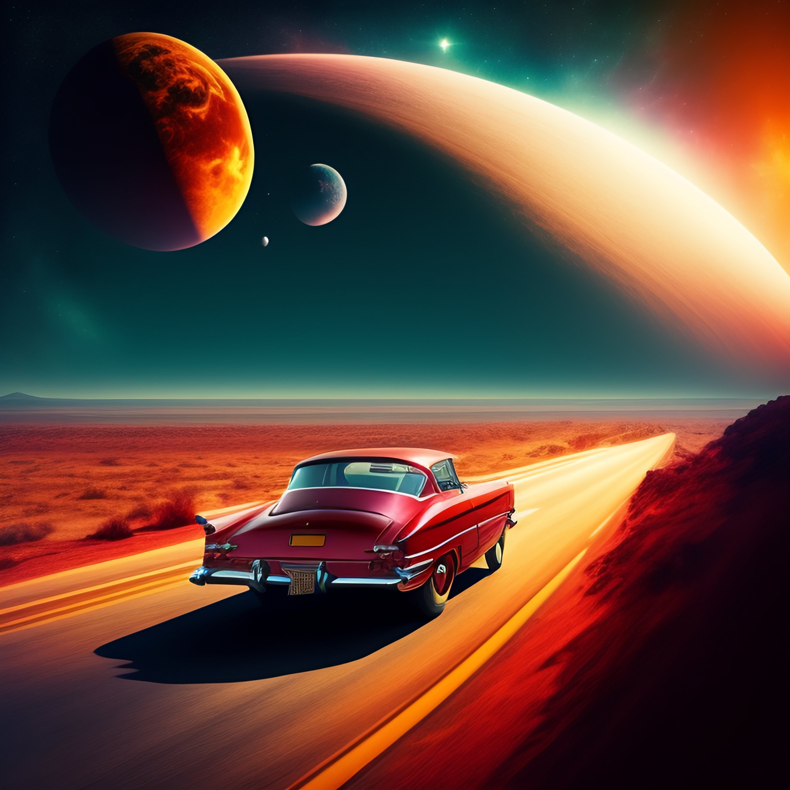 Car Driving Into The Distance