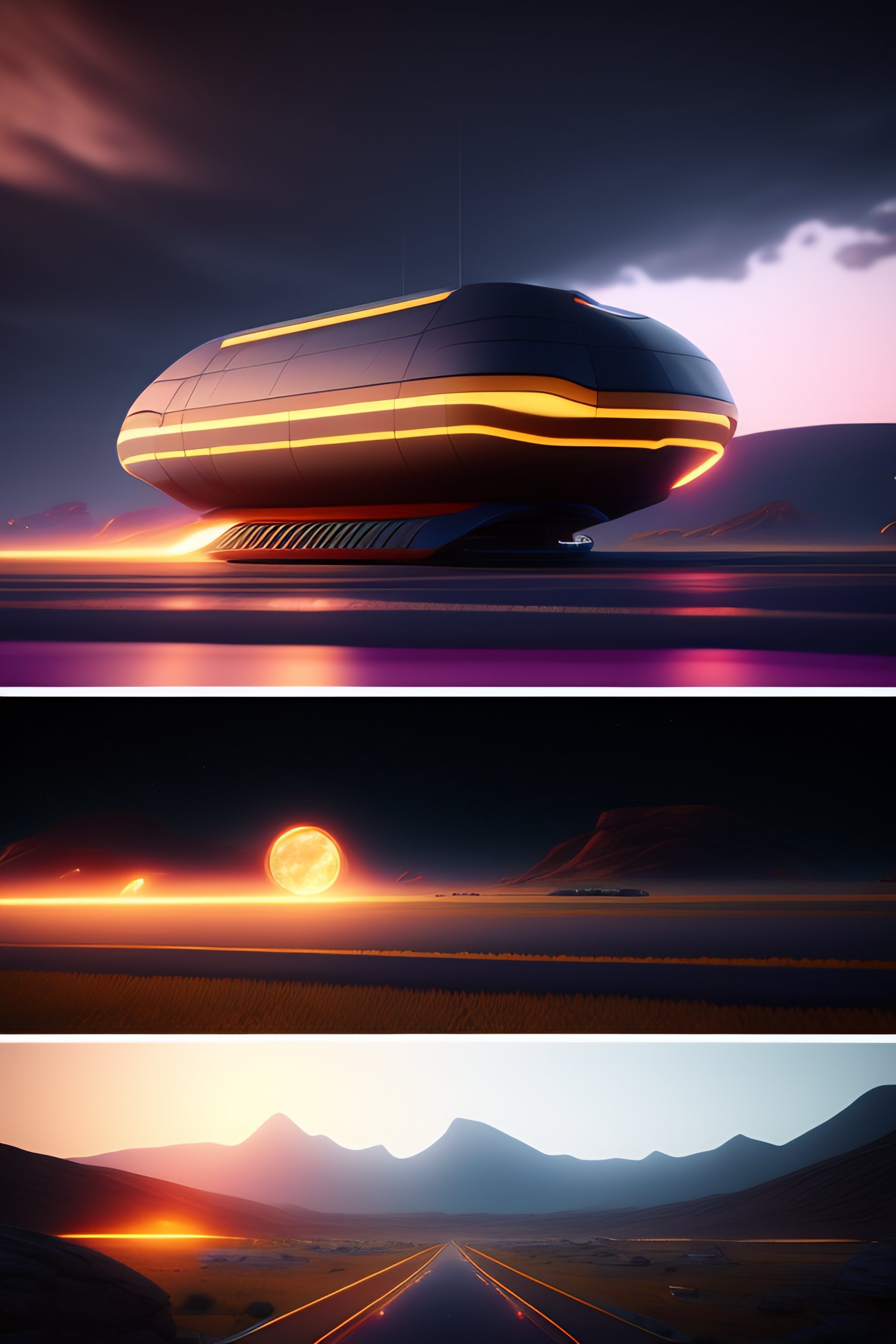 Lexica - Sci-fi hoverbus, ultradetailed, epic, atmospheric, volumetric light, fog light, hyper ...