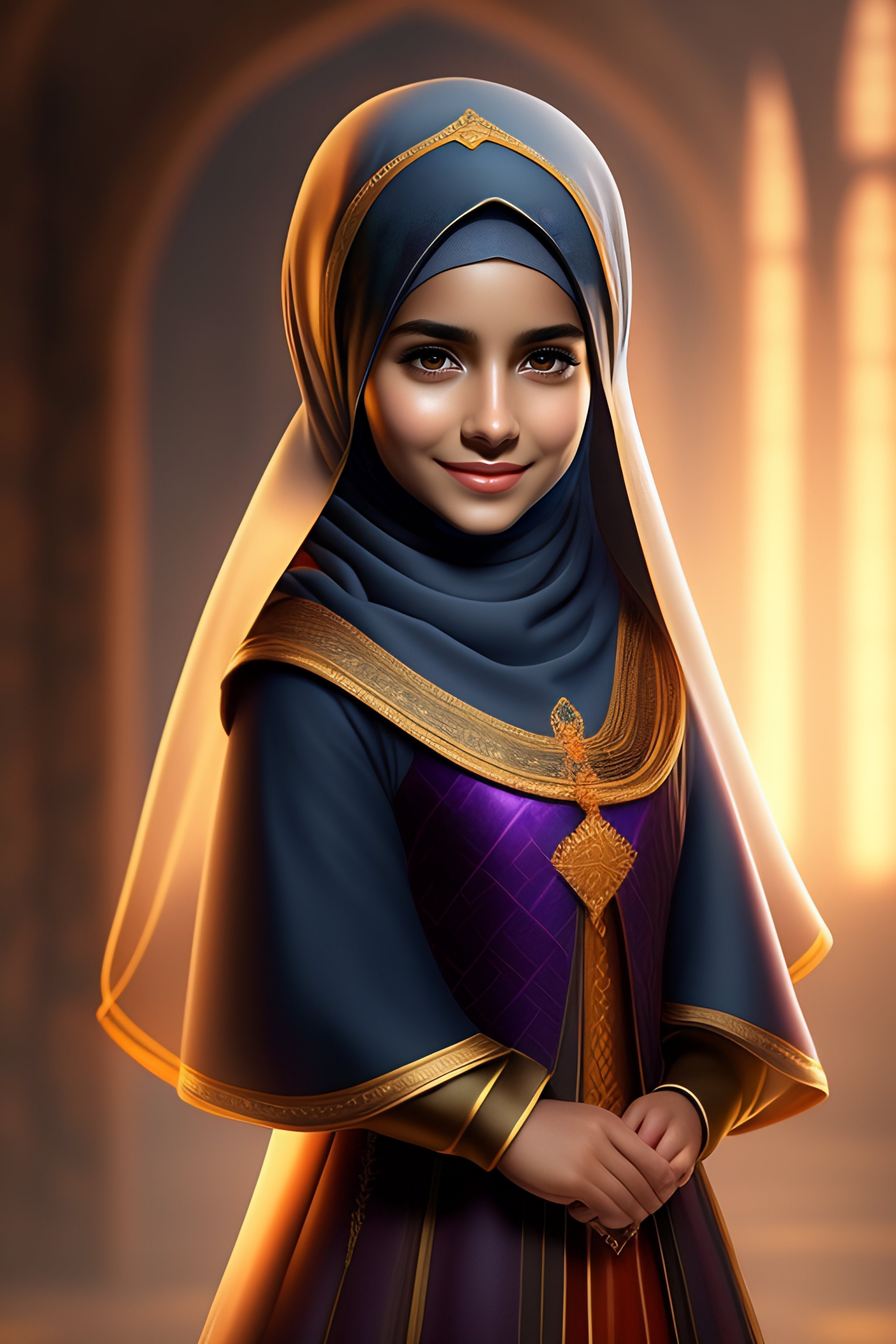Lexica - Cute hijab girl in medieval light mage clothing, ((seed:657949))