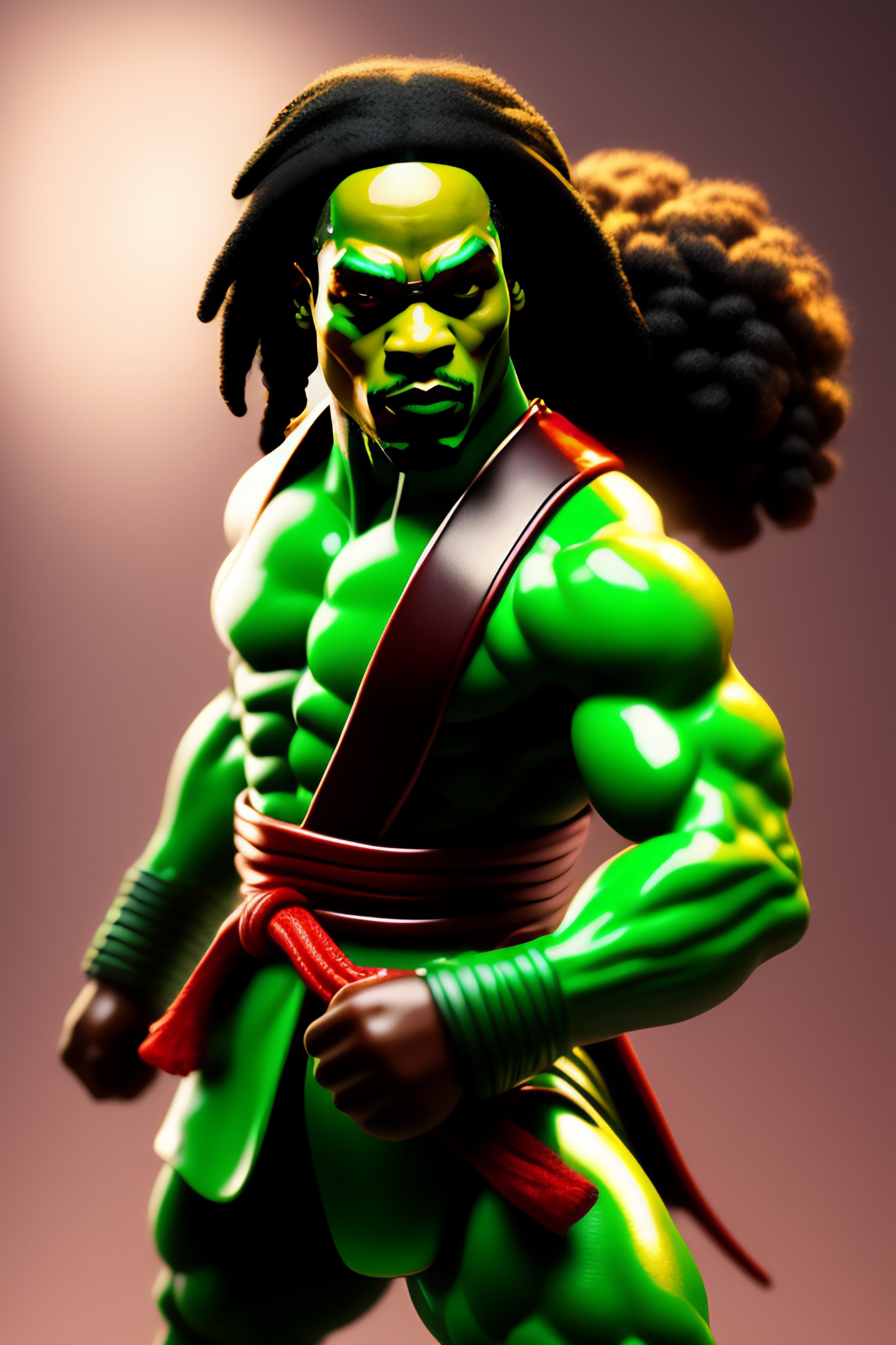 Lexica - Bob marley dressed as ninja turtle, smoking, karate pose, full ...