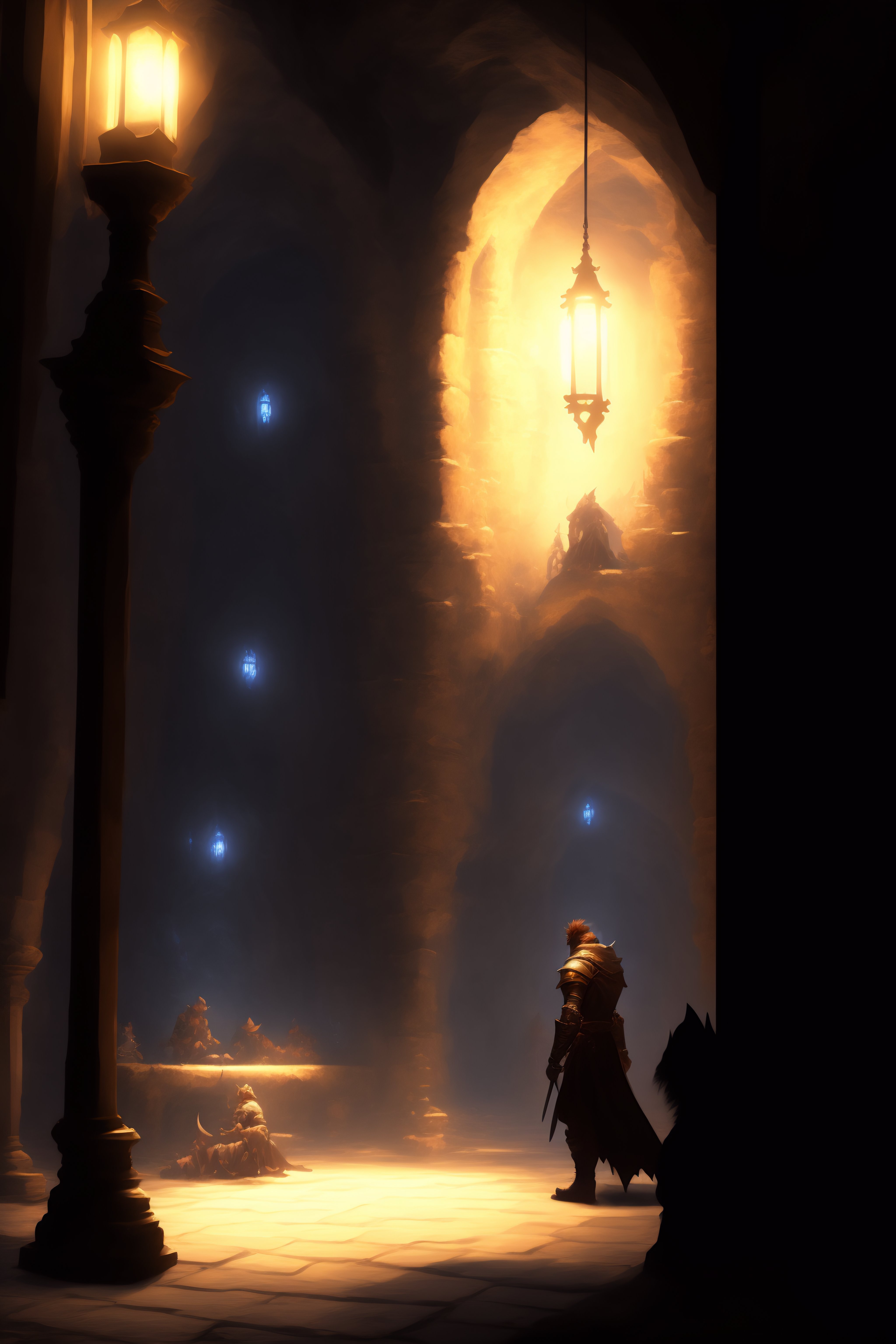 Lexica - A concept art of jail in a catacomb. a paladin knight lies ...