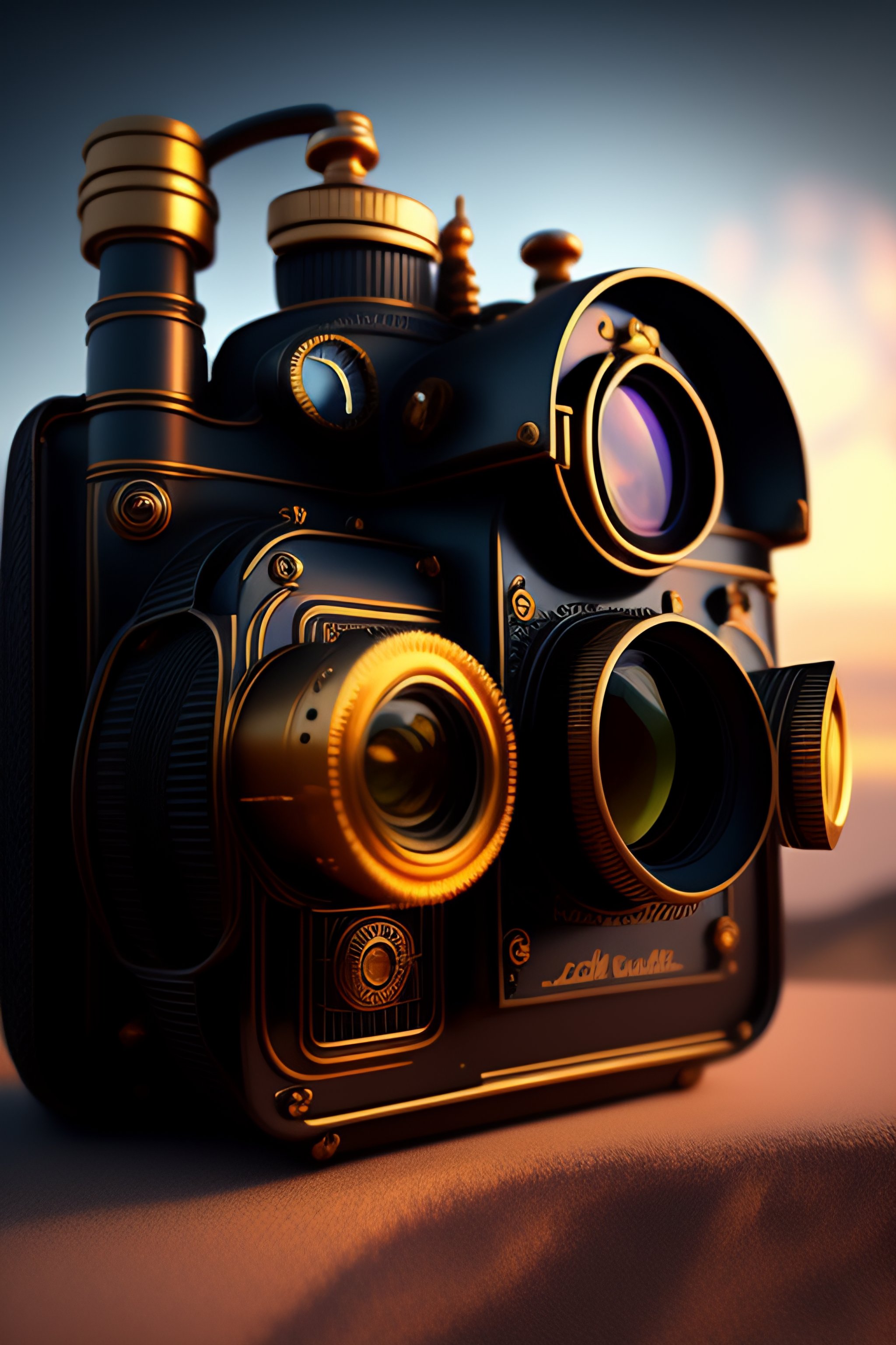Lexica - A steampunk camera surreal atmosphere