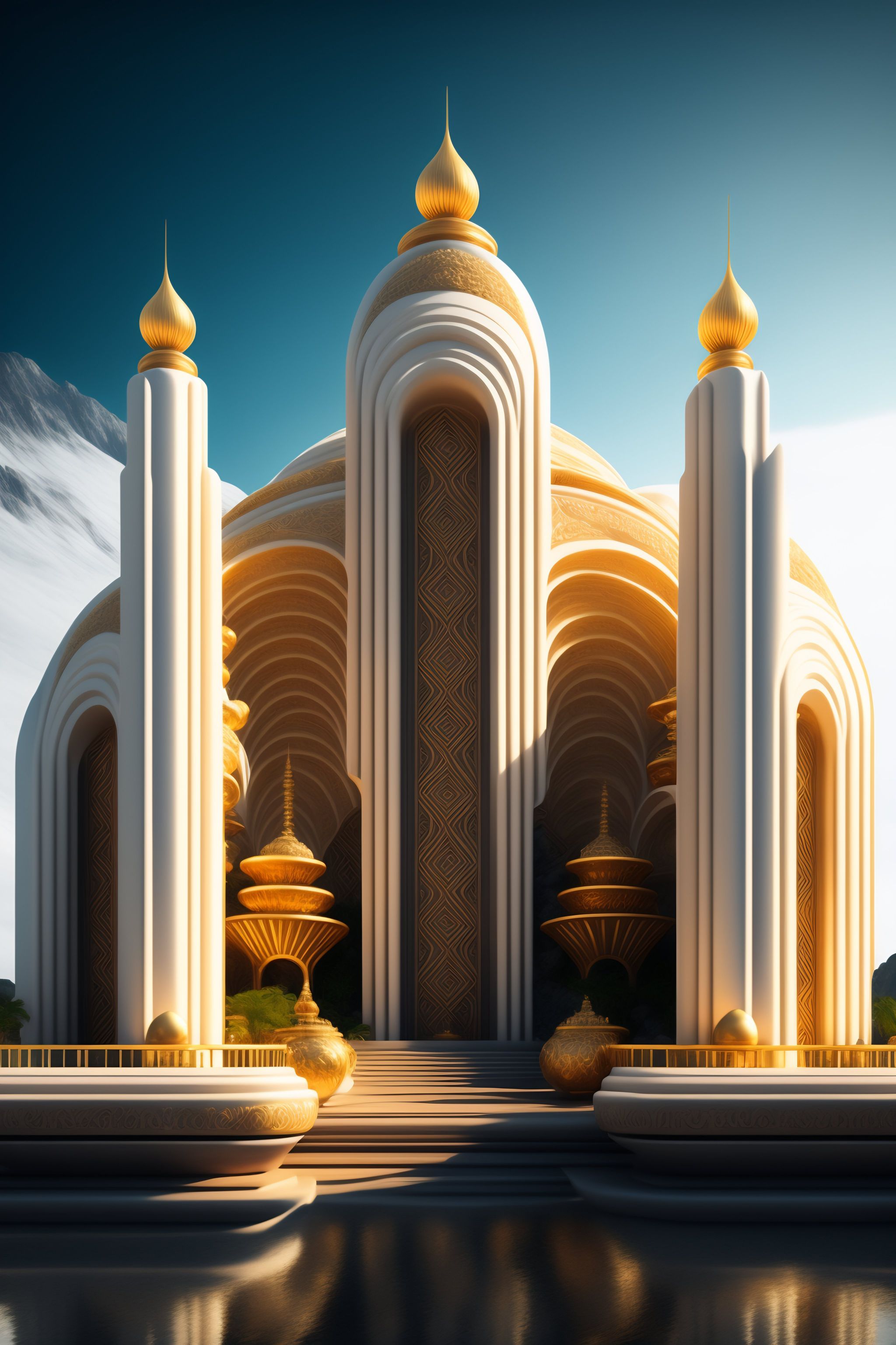Lexica - Futuristic grand fort made out of white marble and extremely ...