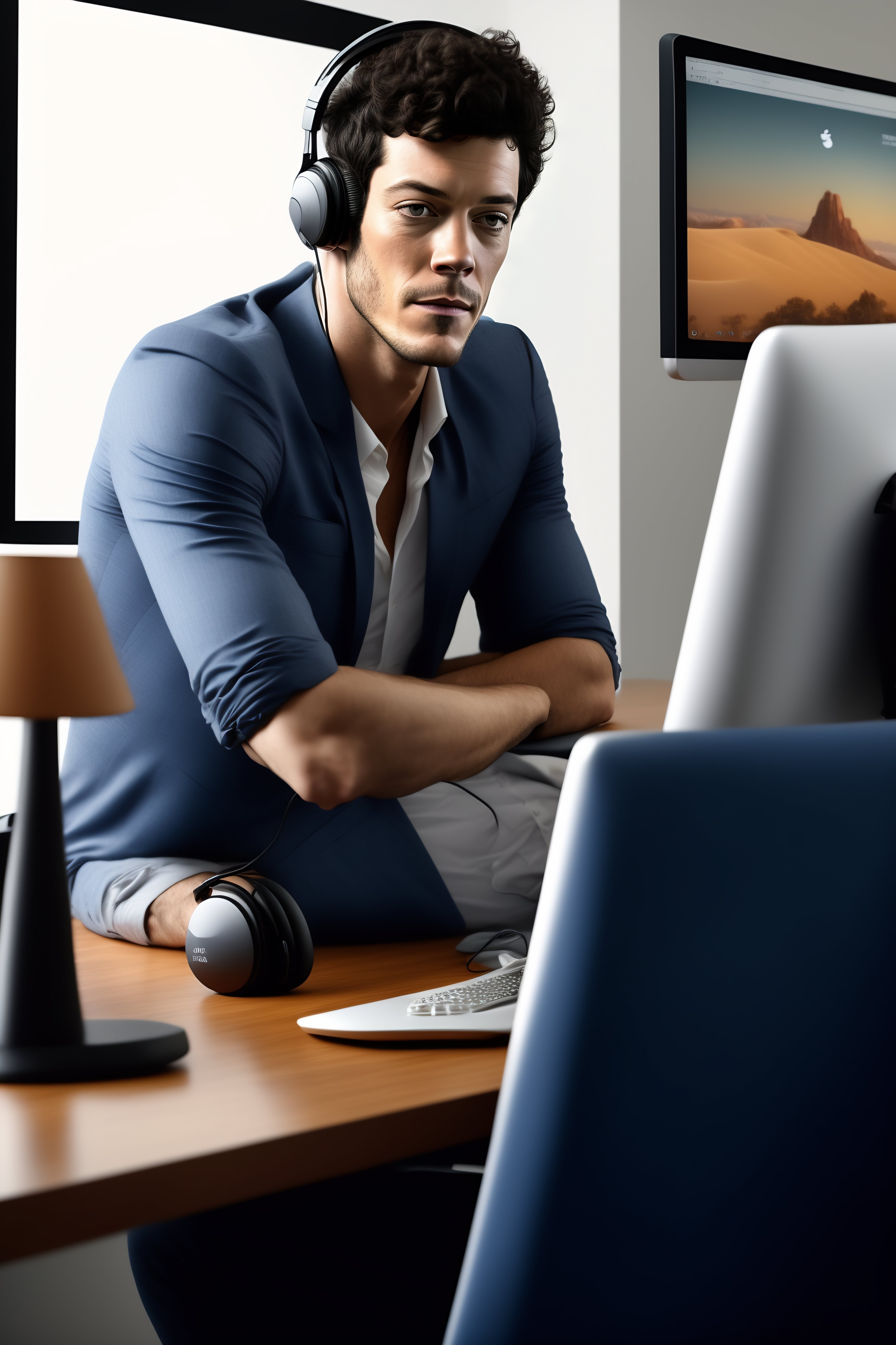 Lexica - Actor Adam Brody is sitting at his office desk working on his ...