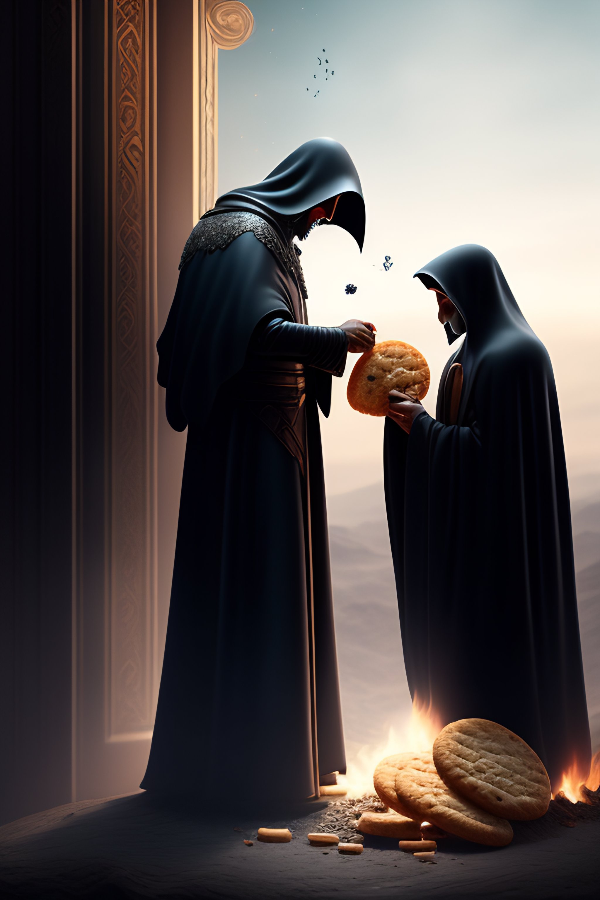 Lexica - Grim Reaper eating milk and cookies