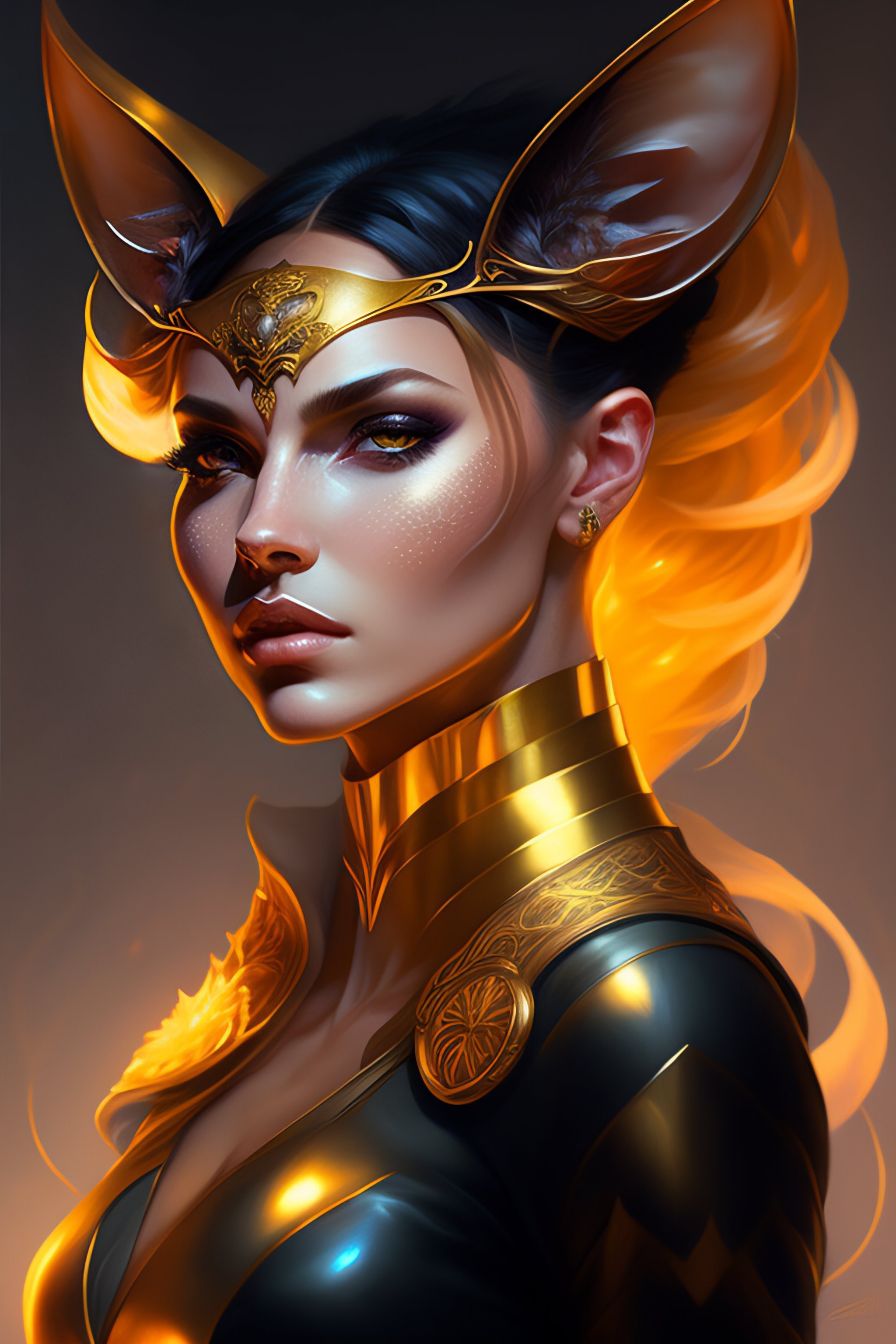 Lexica - (portrait of a half cat half human), (face of a cat), (feline ...