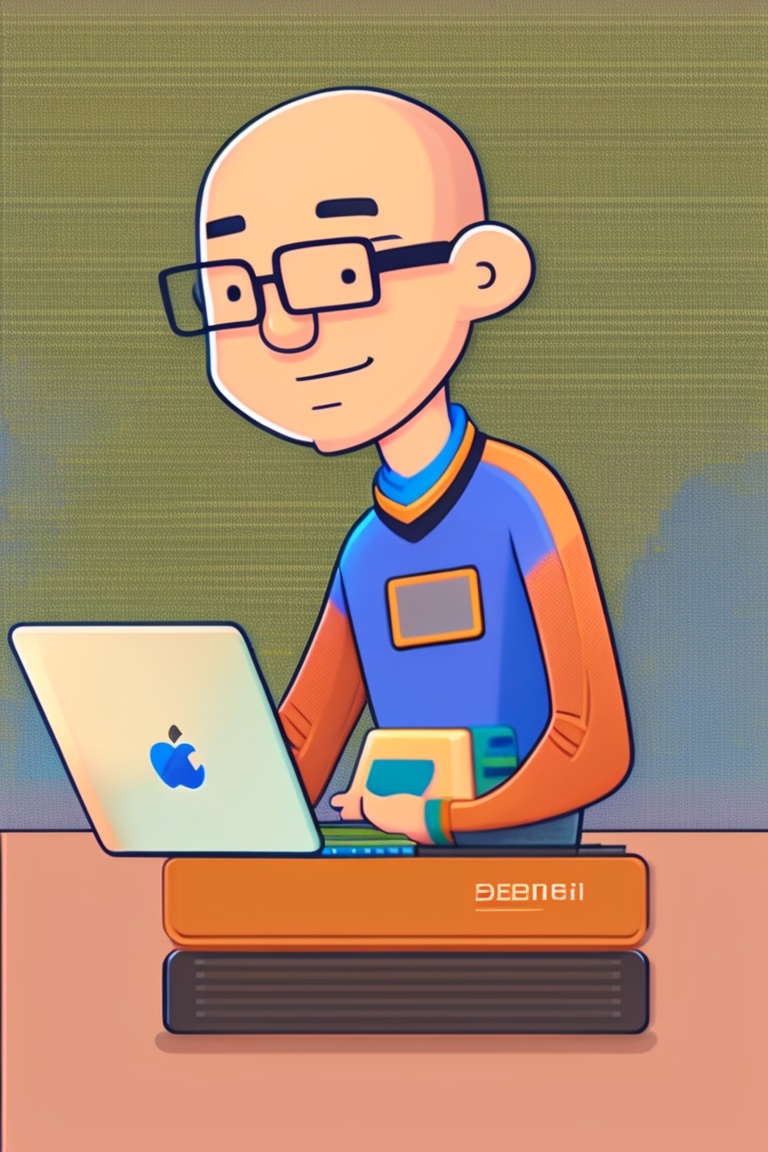 Lexica - The central figure is a programmer, whose bald face is ...