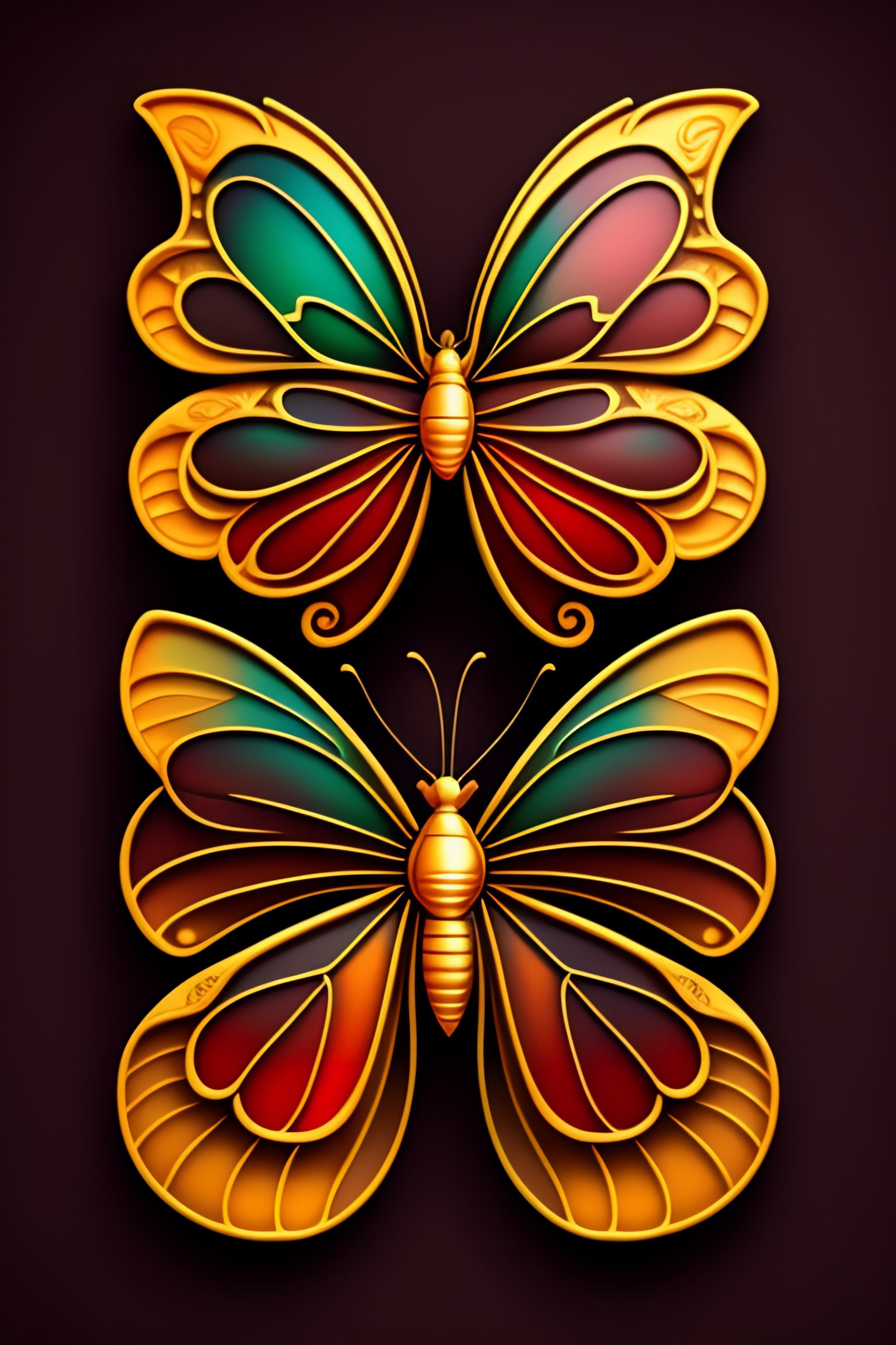 Lexica - A stylized butterfly with wings made up of upward and downward ...