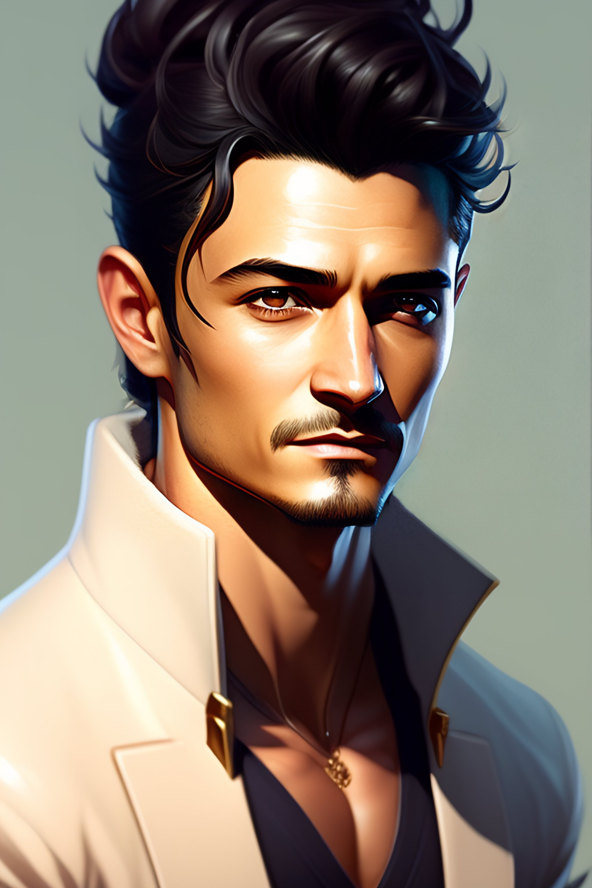 Lexica - Character concept art of Orlando Bloom as an anime character ...