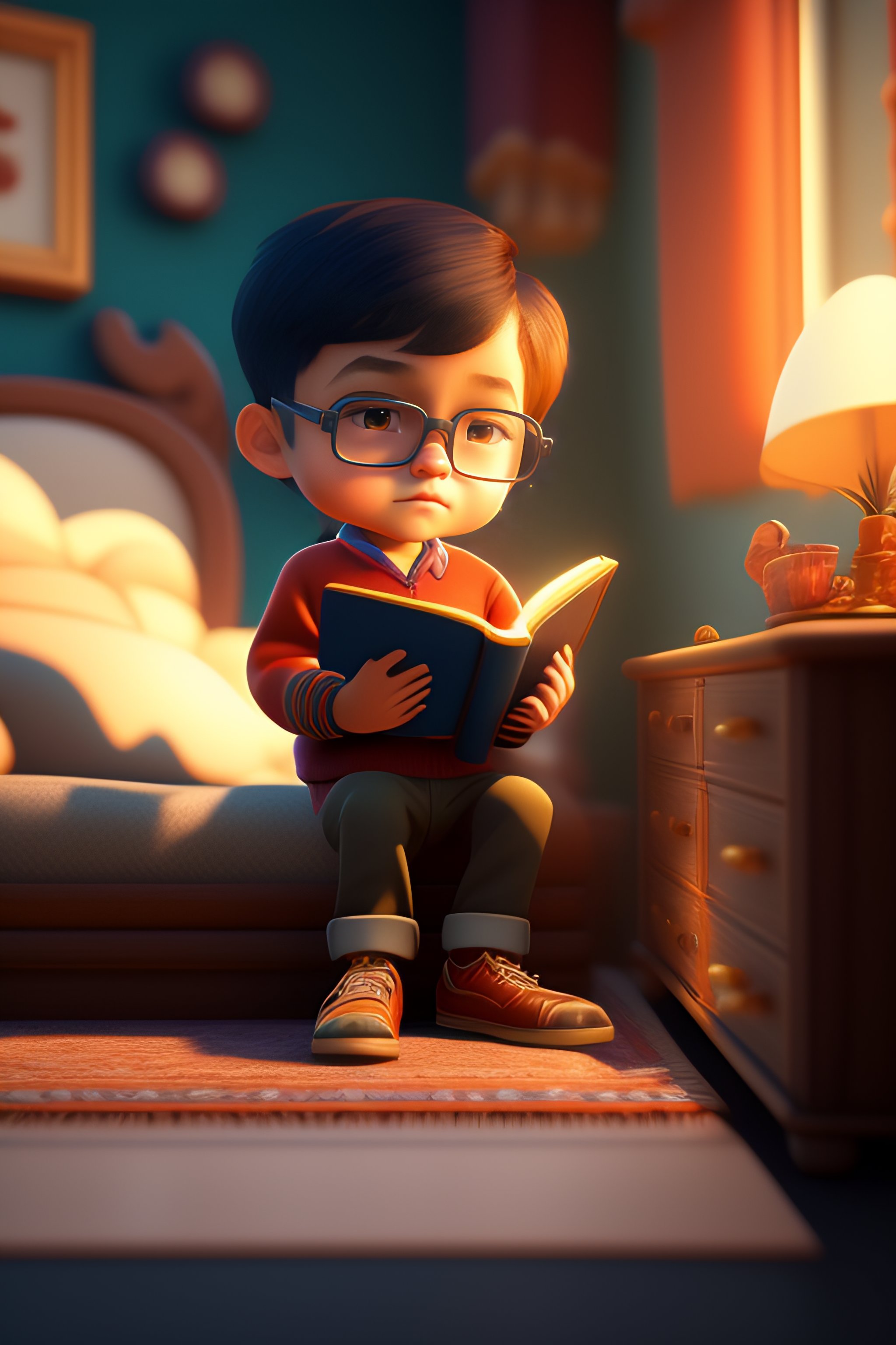 Lexica - Kid reading a book ,unreal engine, bedroom, artstation ...