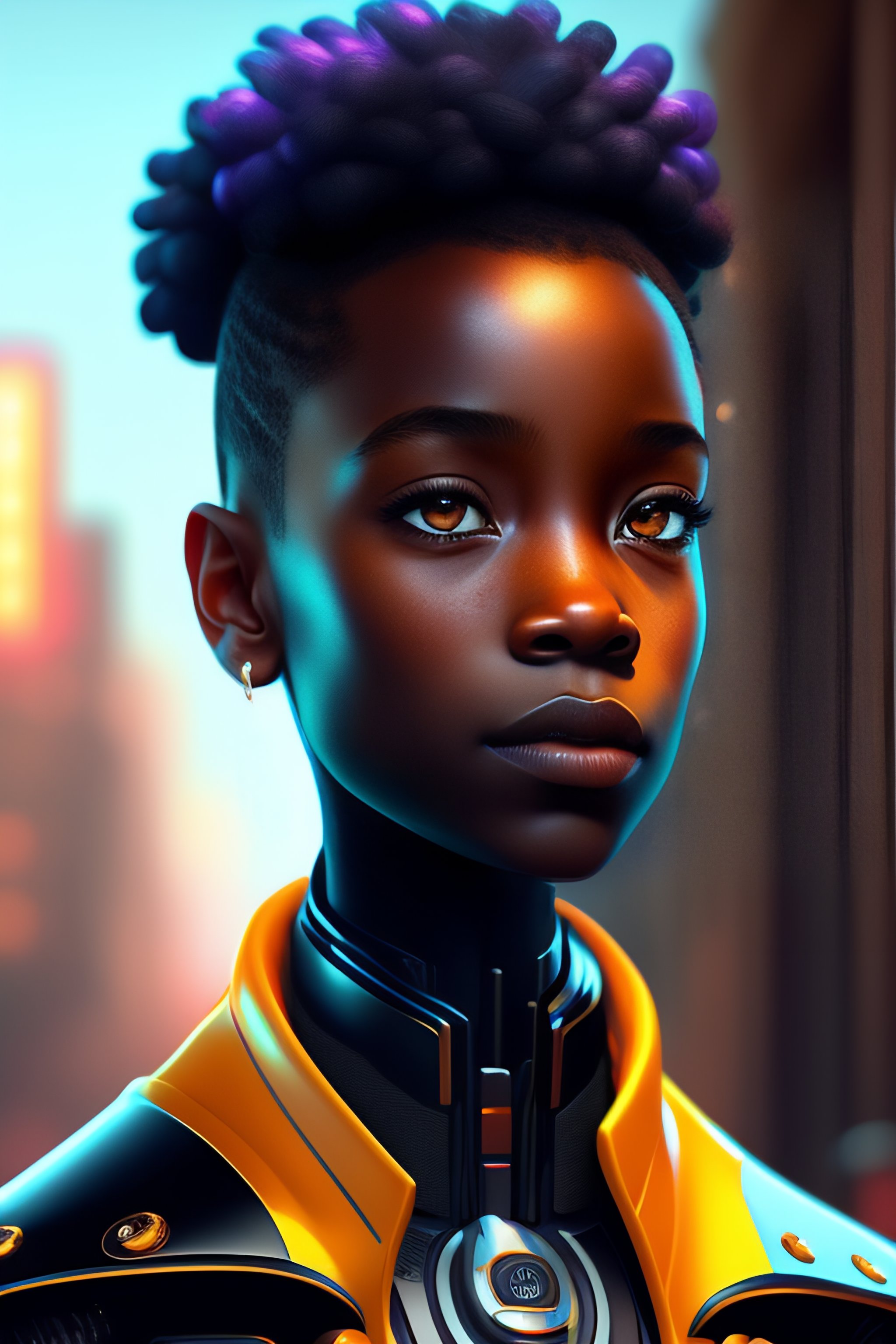 Lexica - Black male as a robot, hd, cyberpunk, Pixar style, Disney