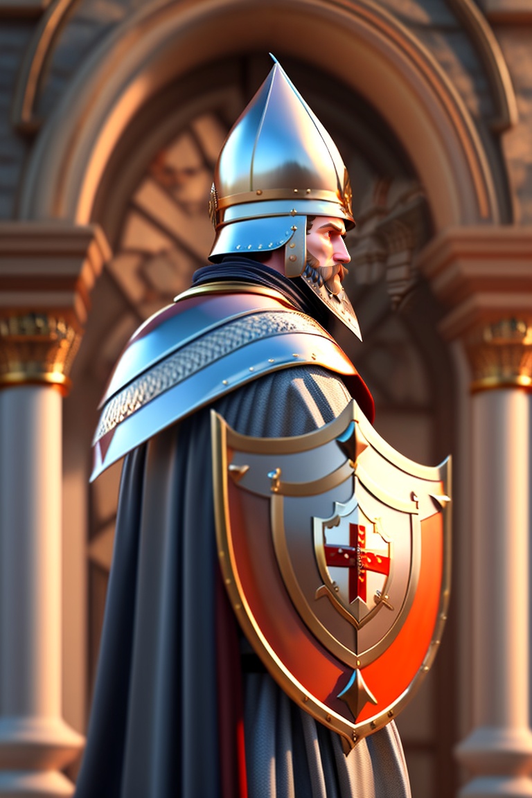 Lexica - Crusader holding a sword and shield, angry, strong men, 3d ...