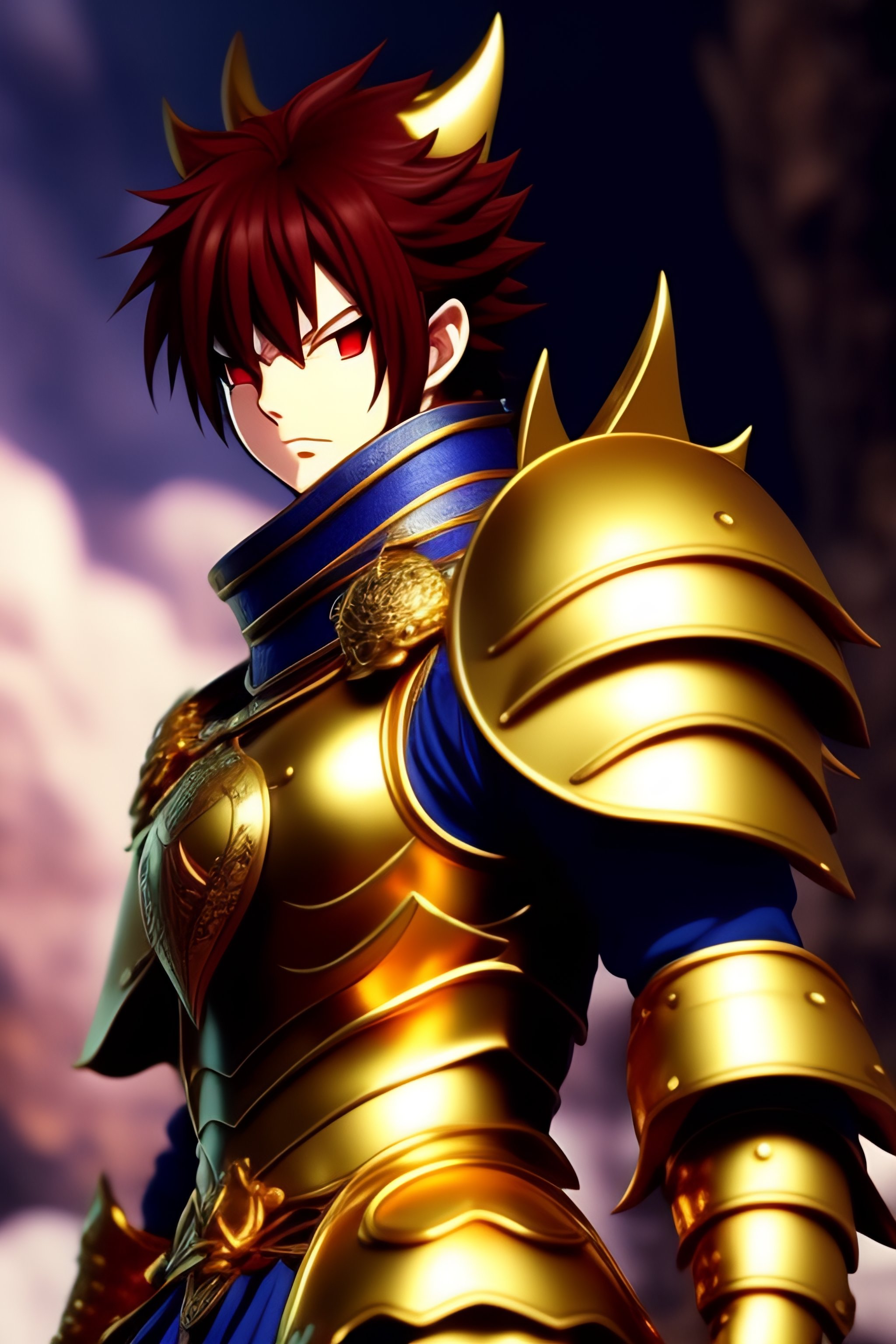 Lexica - Dragon warrior. gold plated armour. anime. deathnote style ...