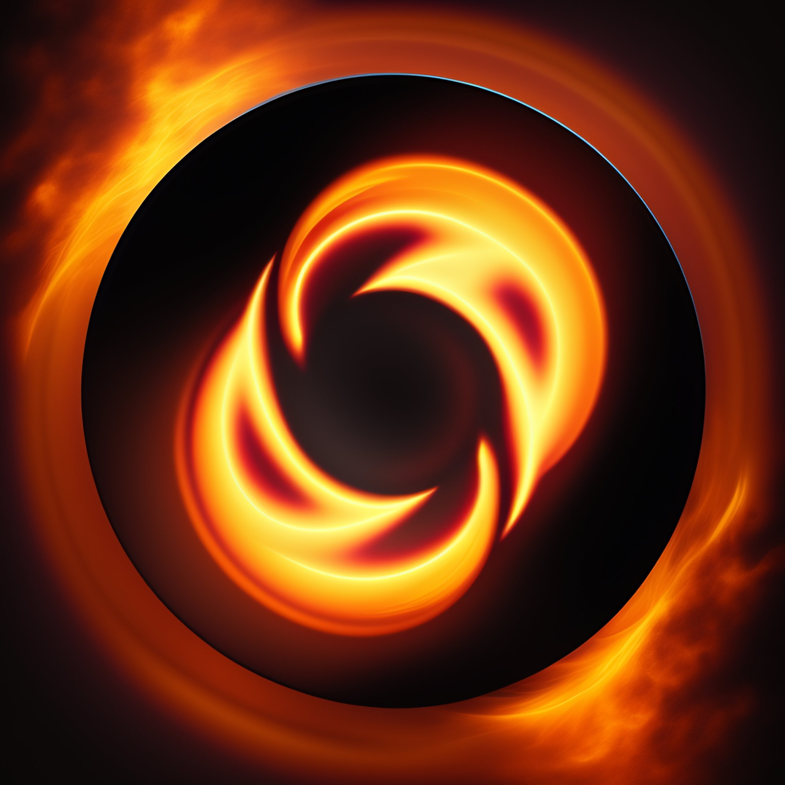 Lexica - Flame in circle shape, stylized on black background