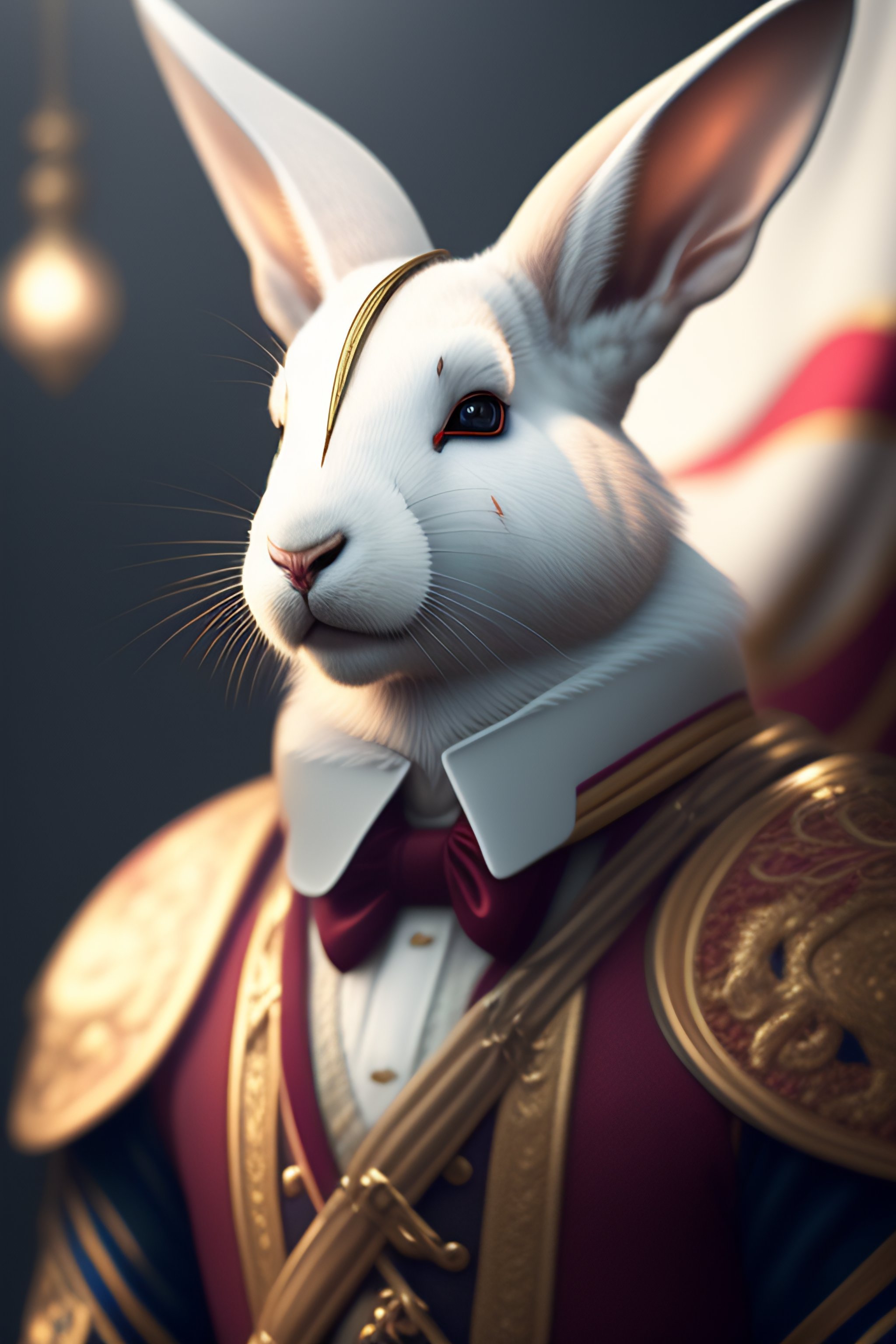 Lexica - An anthropomorphic white rabbit, male wizard face, dressed as ...