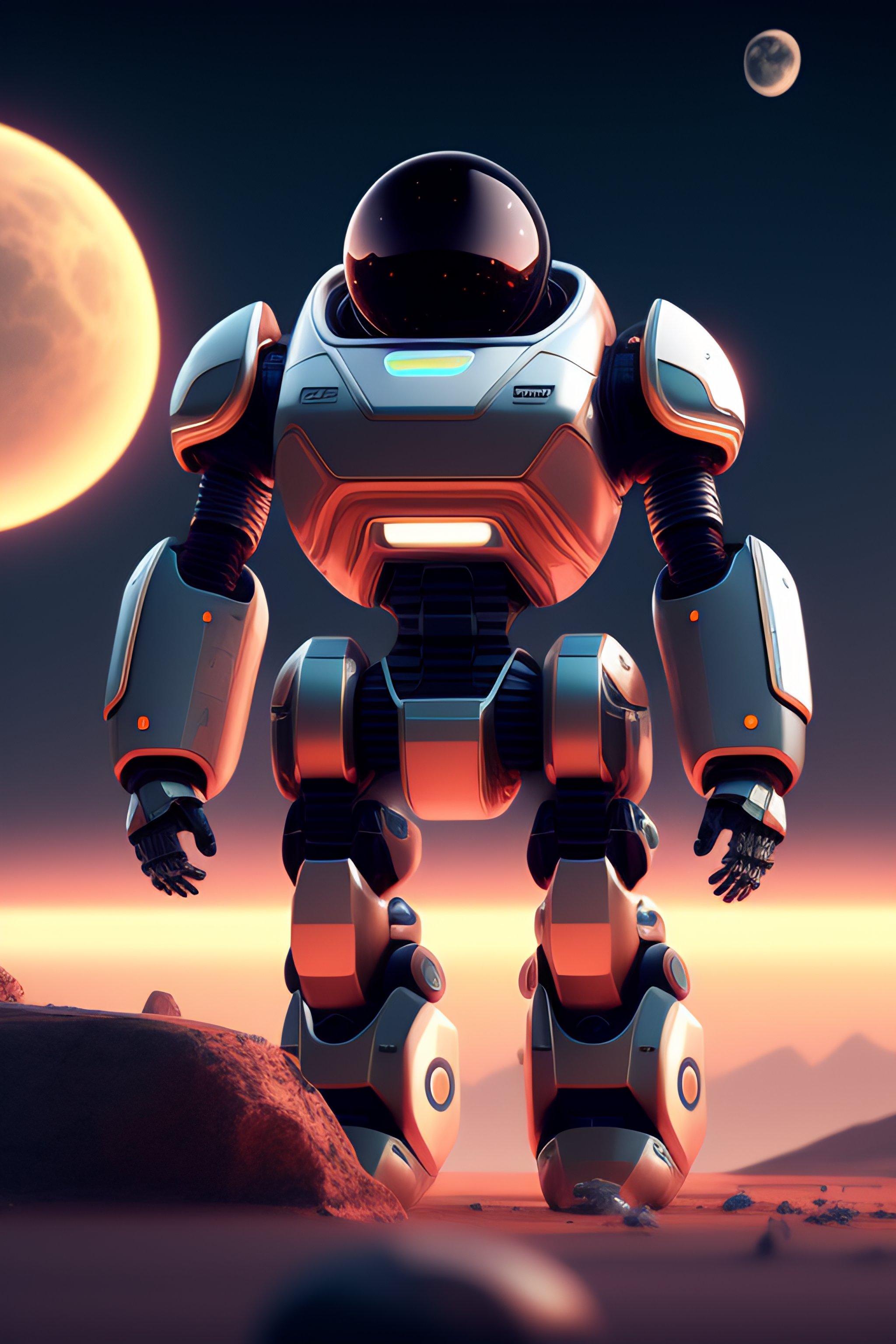 Lexica - A robot footballer astronaut, robotic ball, moon, horizon ...