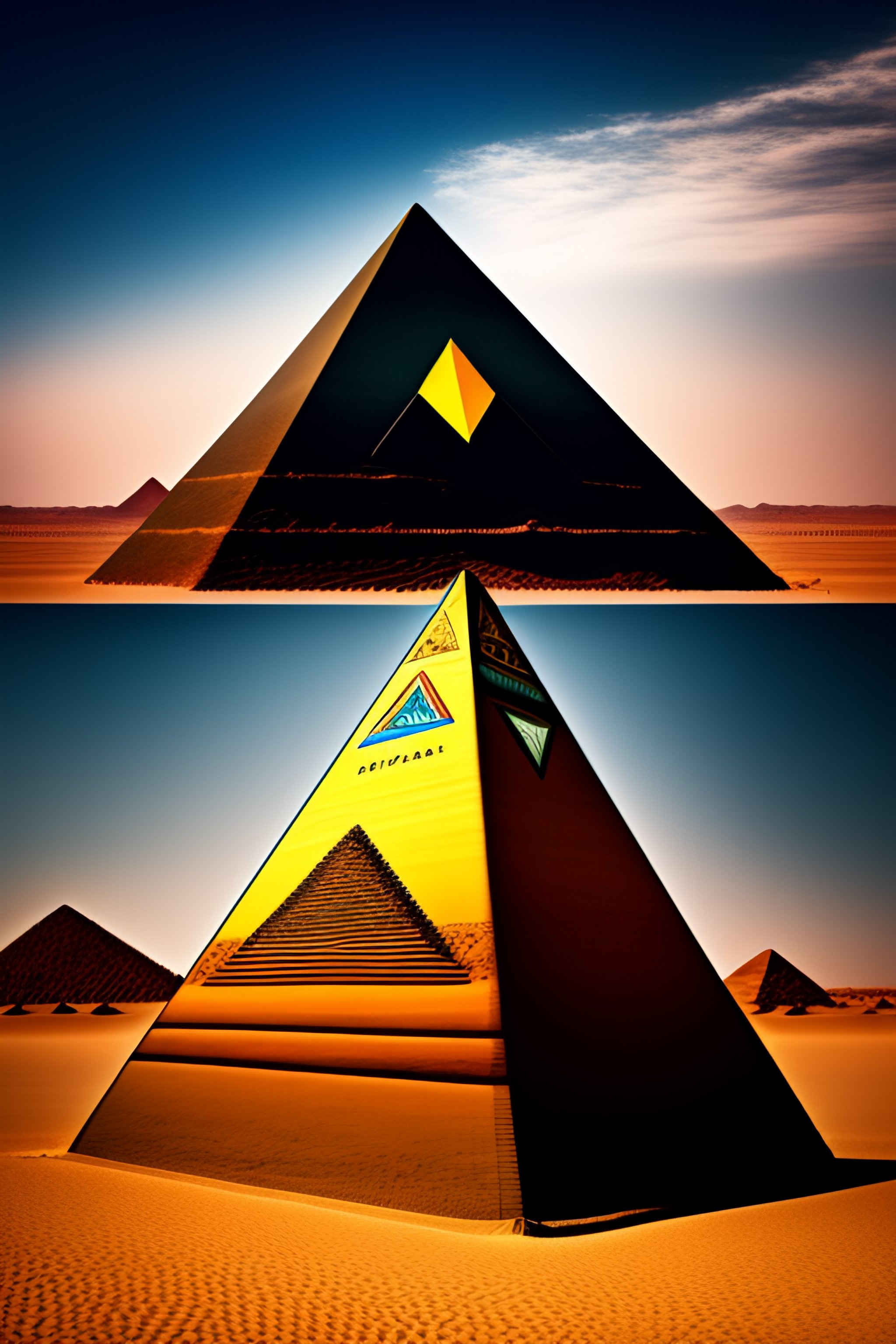 Lexica - In the desert there is an evil walking all seeing eye pyramid ...