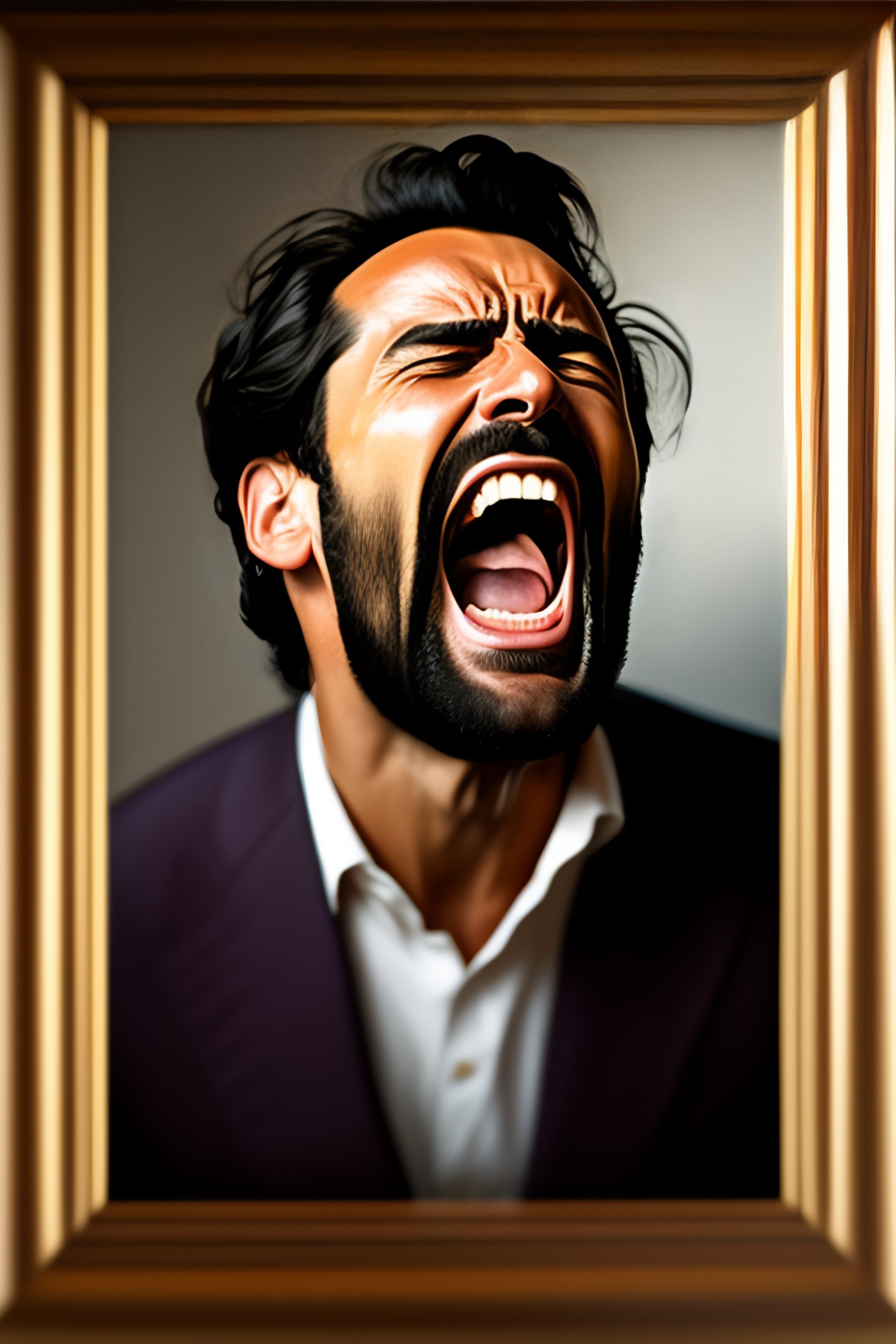 Lexica - Portrait of european man screaming, crying