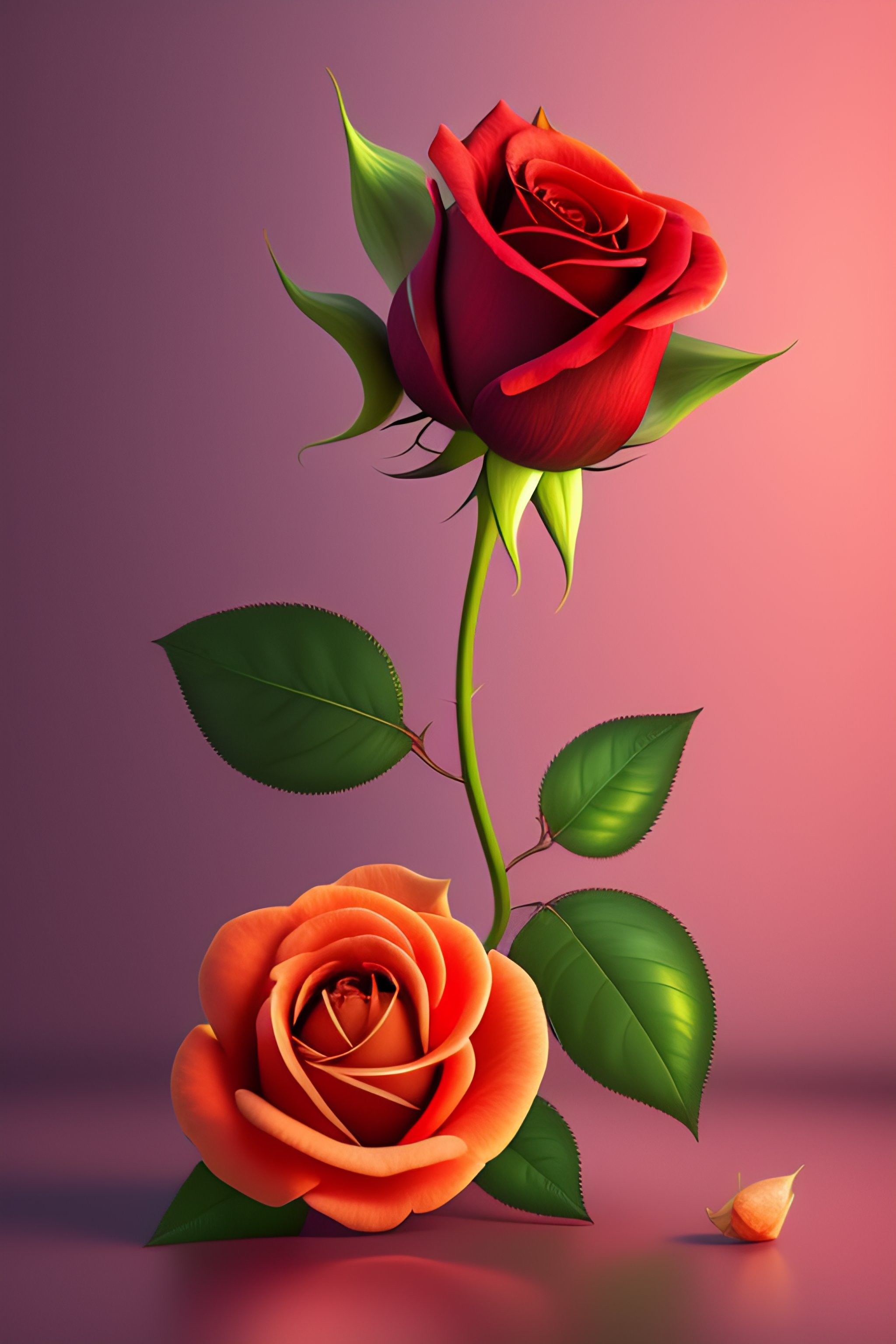 Lexica - One single tall dead rose with buds falling off, hyper ...
