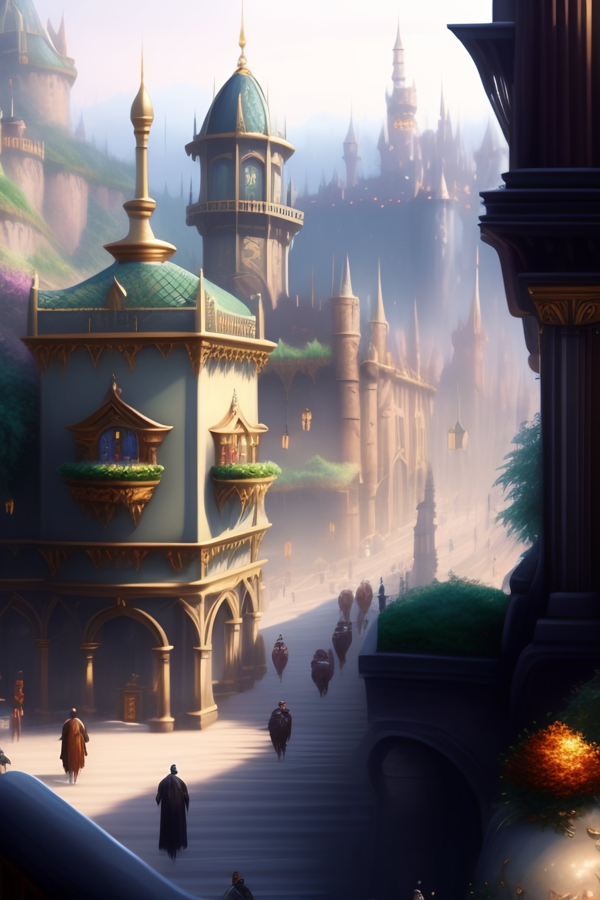 Lexica - Elegant fantasy capital city, in the foreground sprawling ...