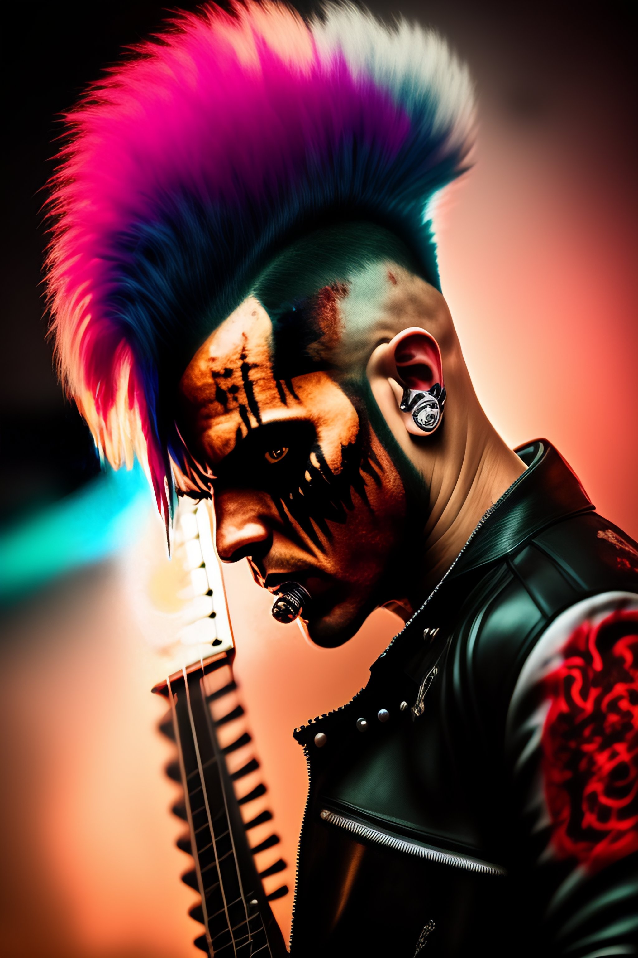 Lexica - A zombie punk rocker with a mohawk playing electric guitar