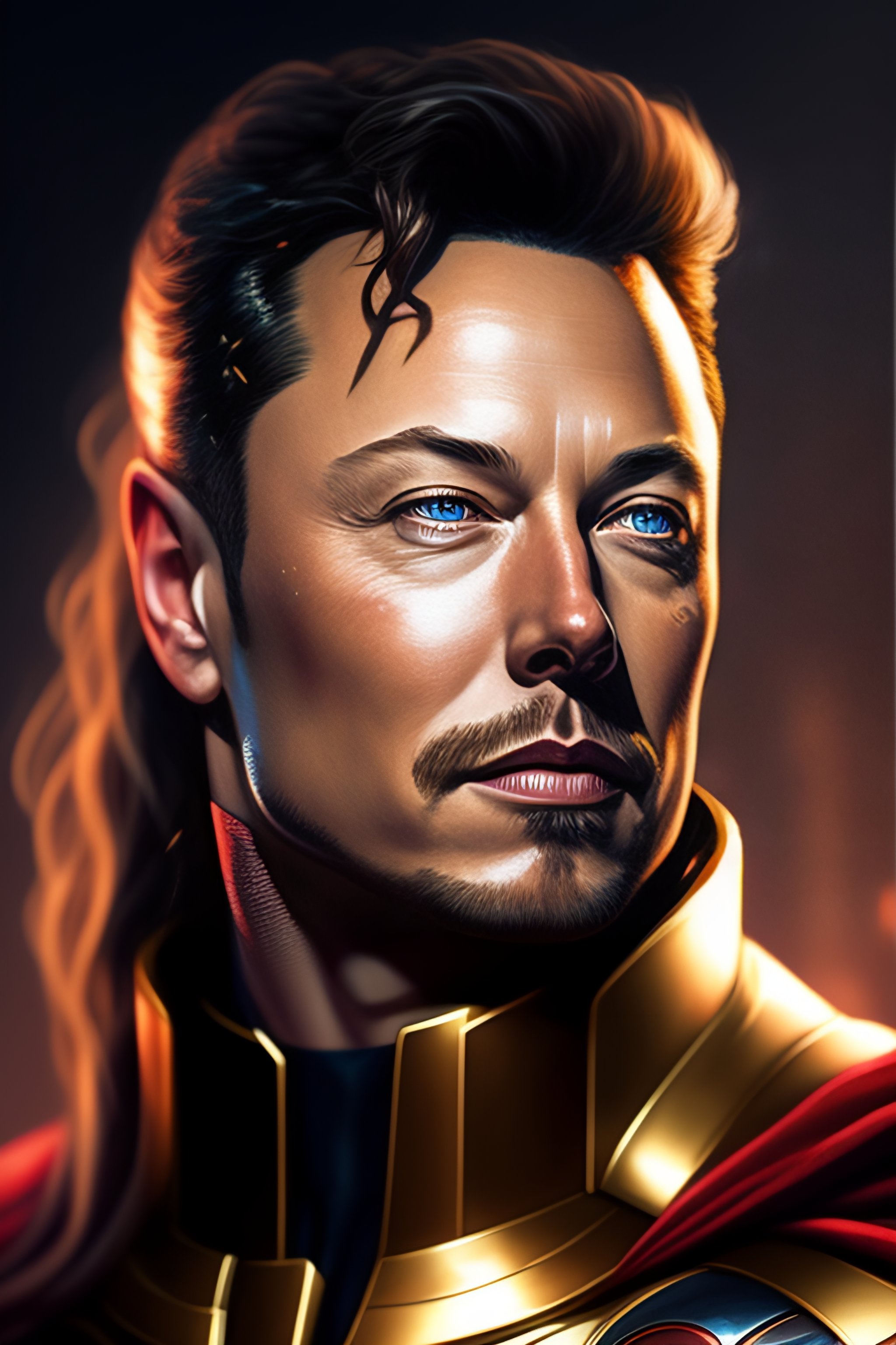 Lexica - Elon musk as thor, realistic portrait, symmetrical, highly ...