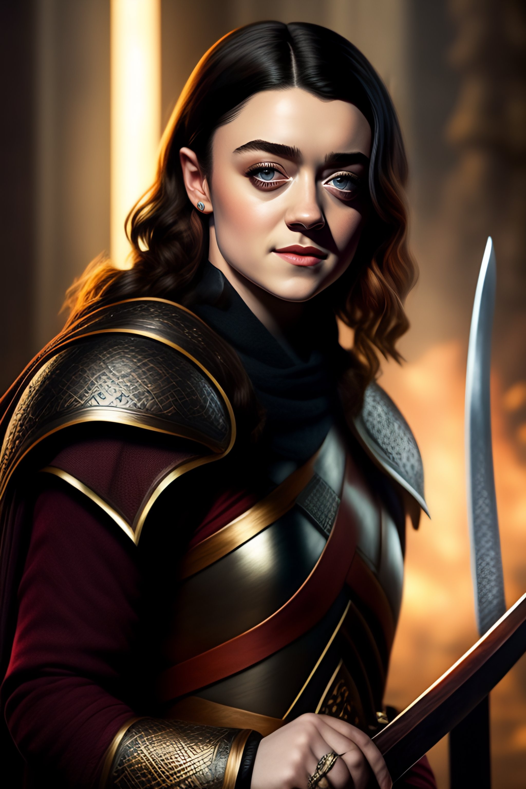 Lexica - Maisie Williams, as arya stark, holding the The Sword of Omens ...