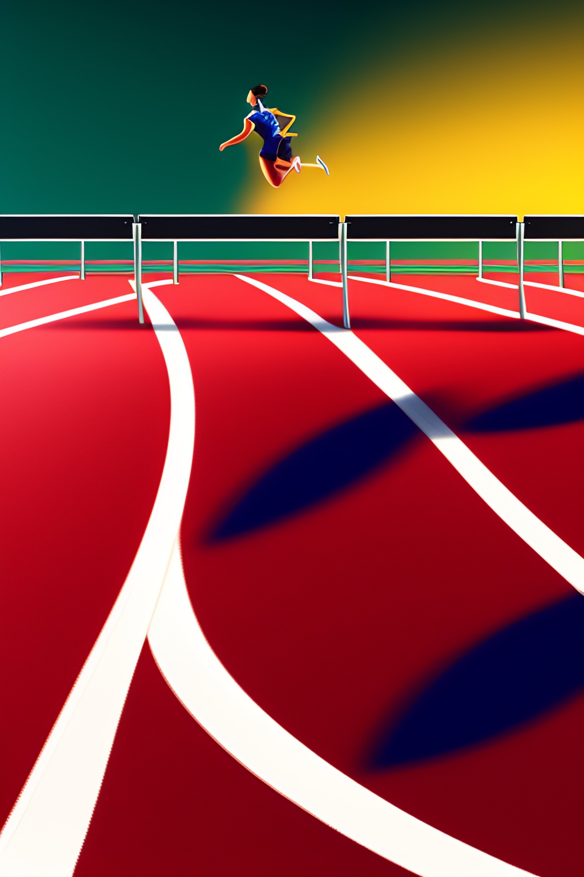 Lexica - A drawing of a track athlete leaping over high hurdles on a ...