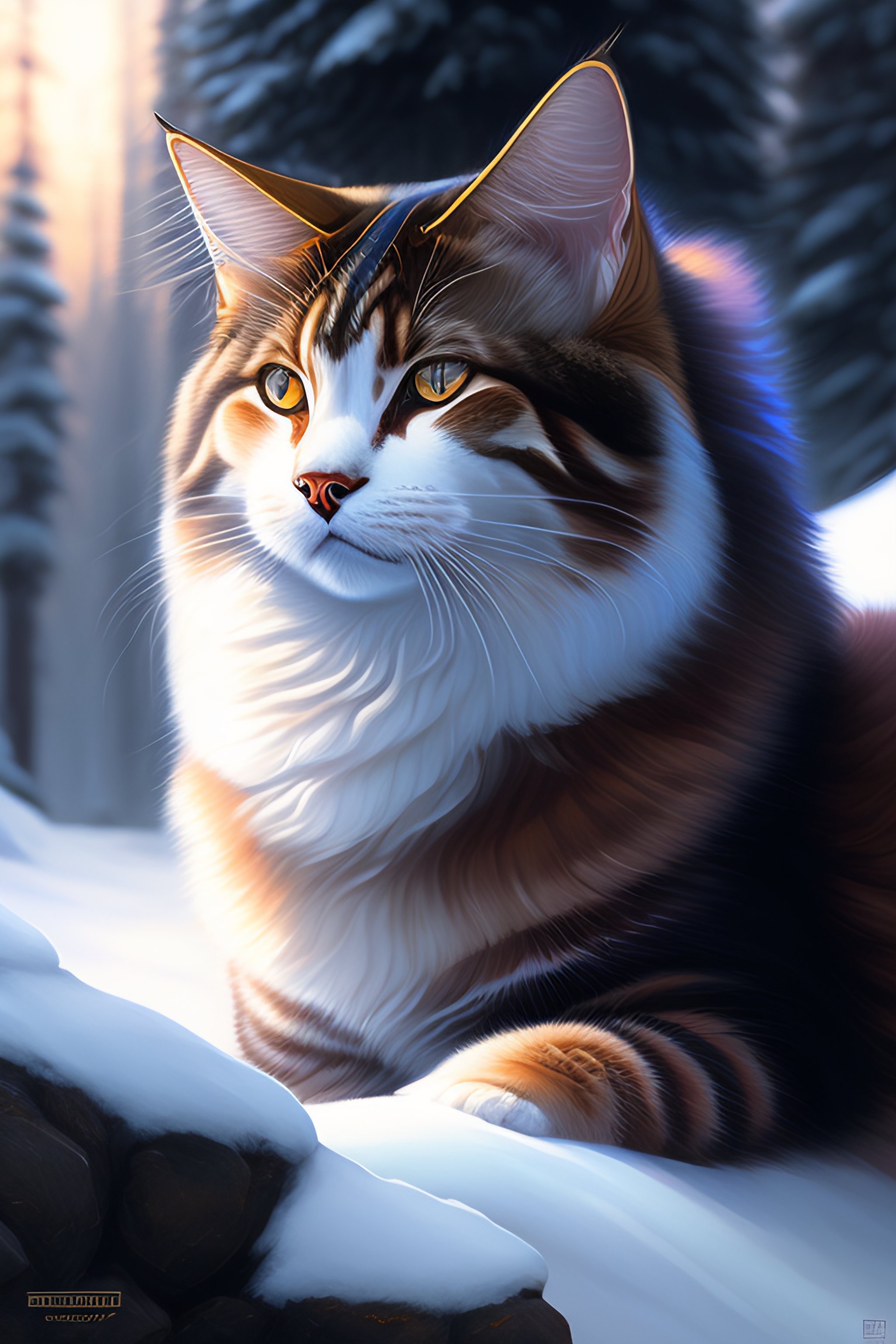 Lexica - Siberian cat on snowshoes as a rock killer, realistic ...
