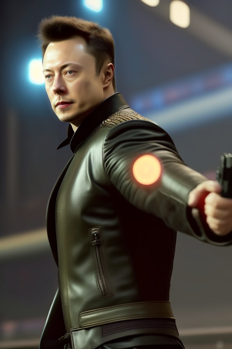 Lexica - Elon Musk, in The Matrix movie, in kung-fu stance