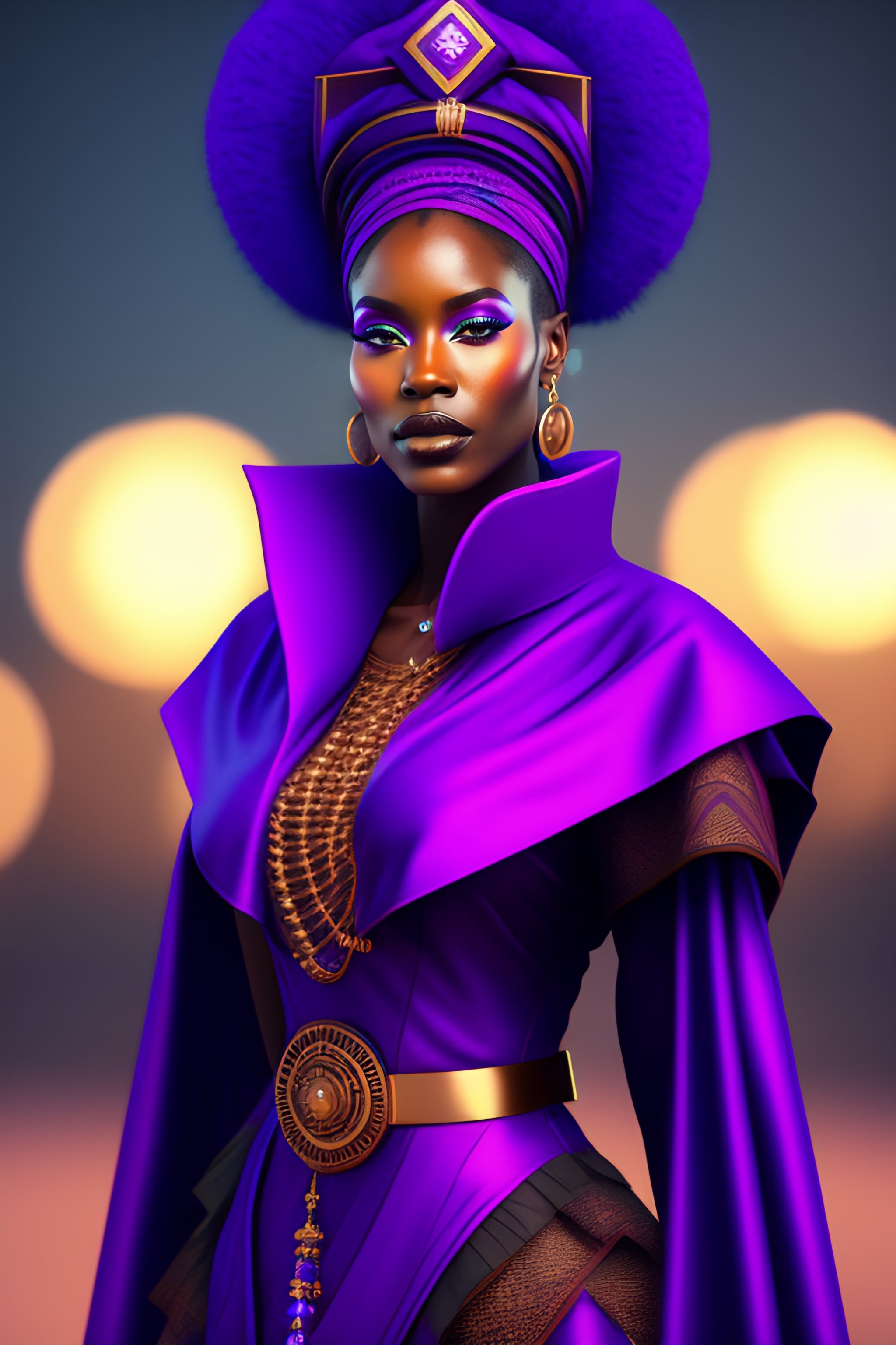 Lexica - Old african fashion show stunning cyberpunk steampunk purple ...