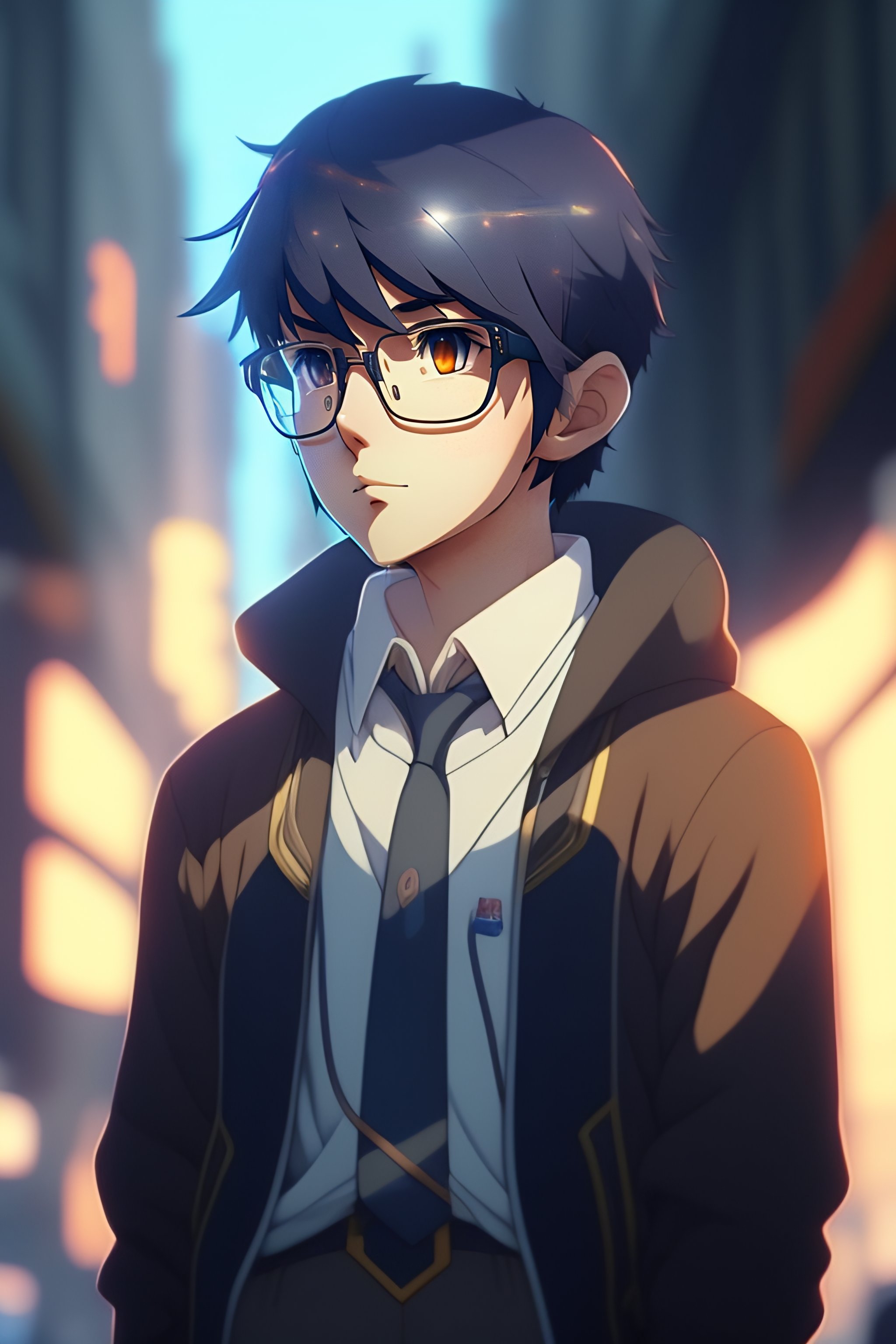 Lexica - A nerdy anime boy is problem solving alone thinking about ...
