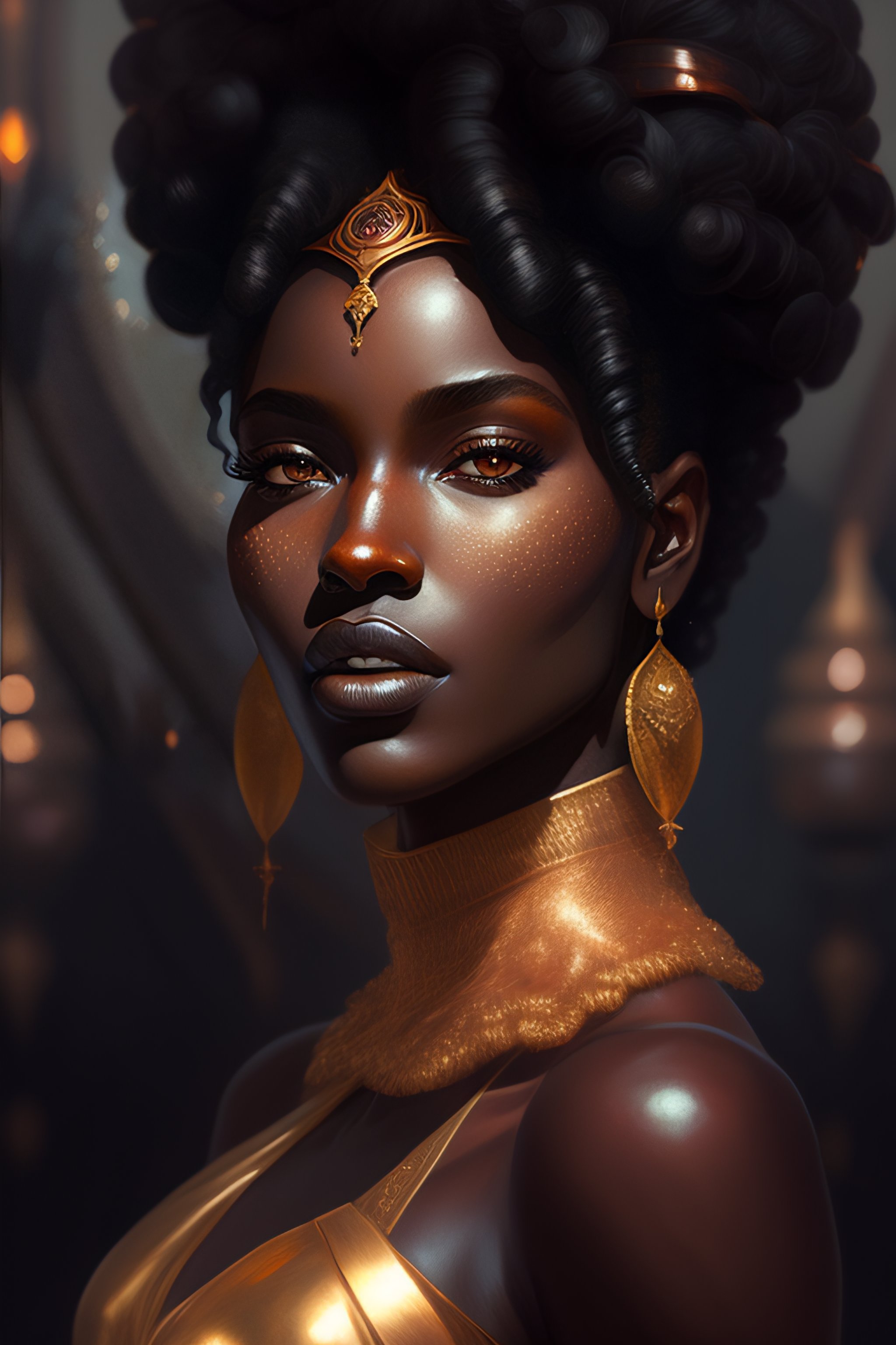 Lexica - The first portrait of a Queen, a beautiful black woman with ...
