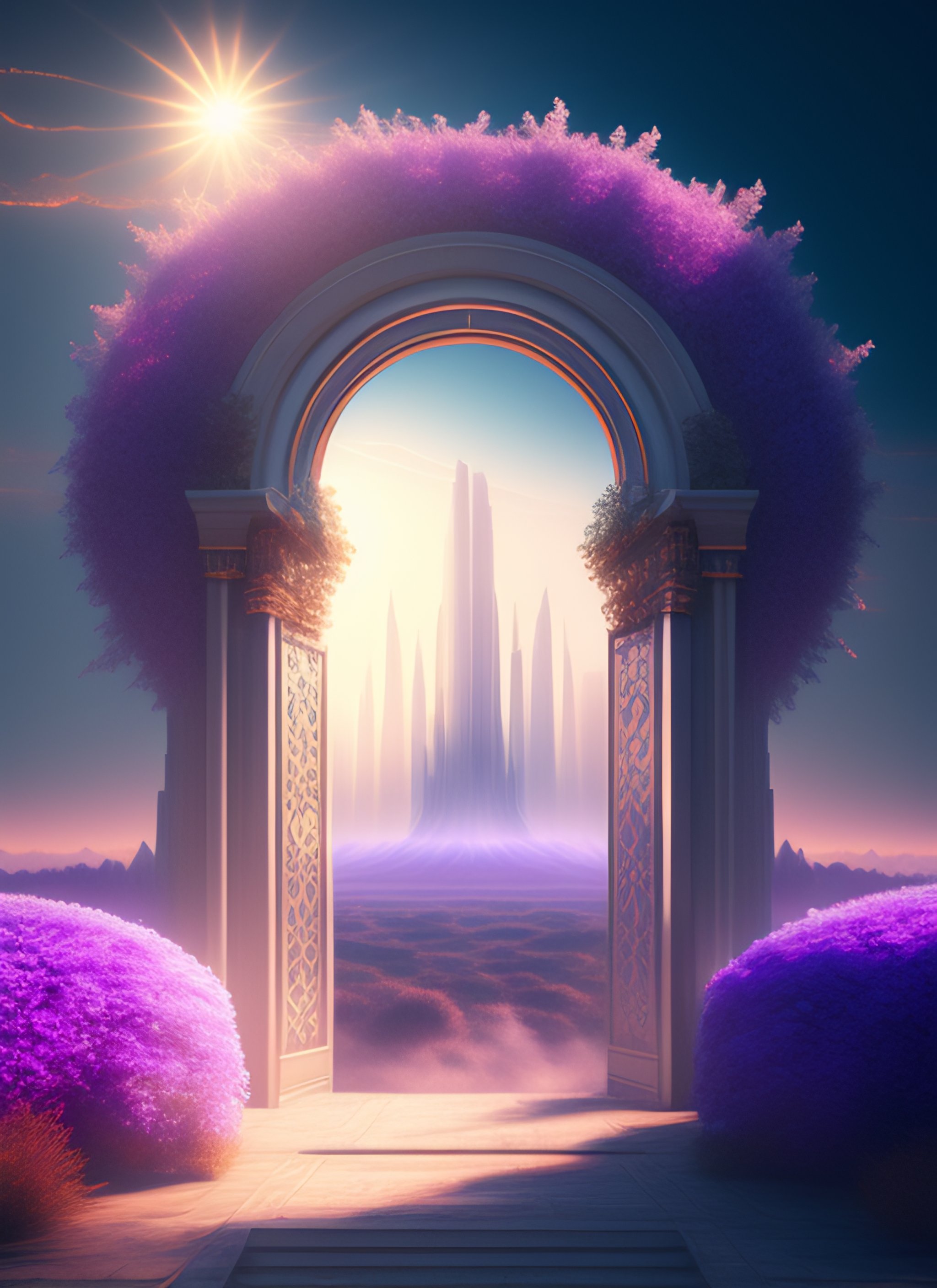 Lexica - Dream portal into an alternate reality with a distant tall ...