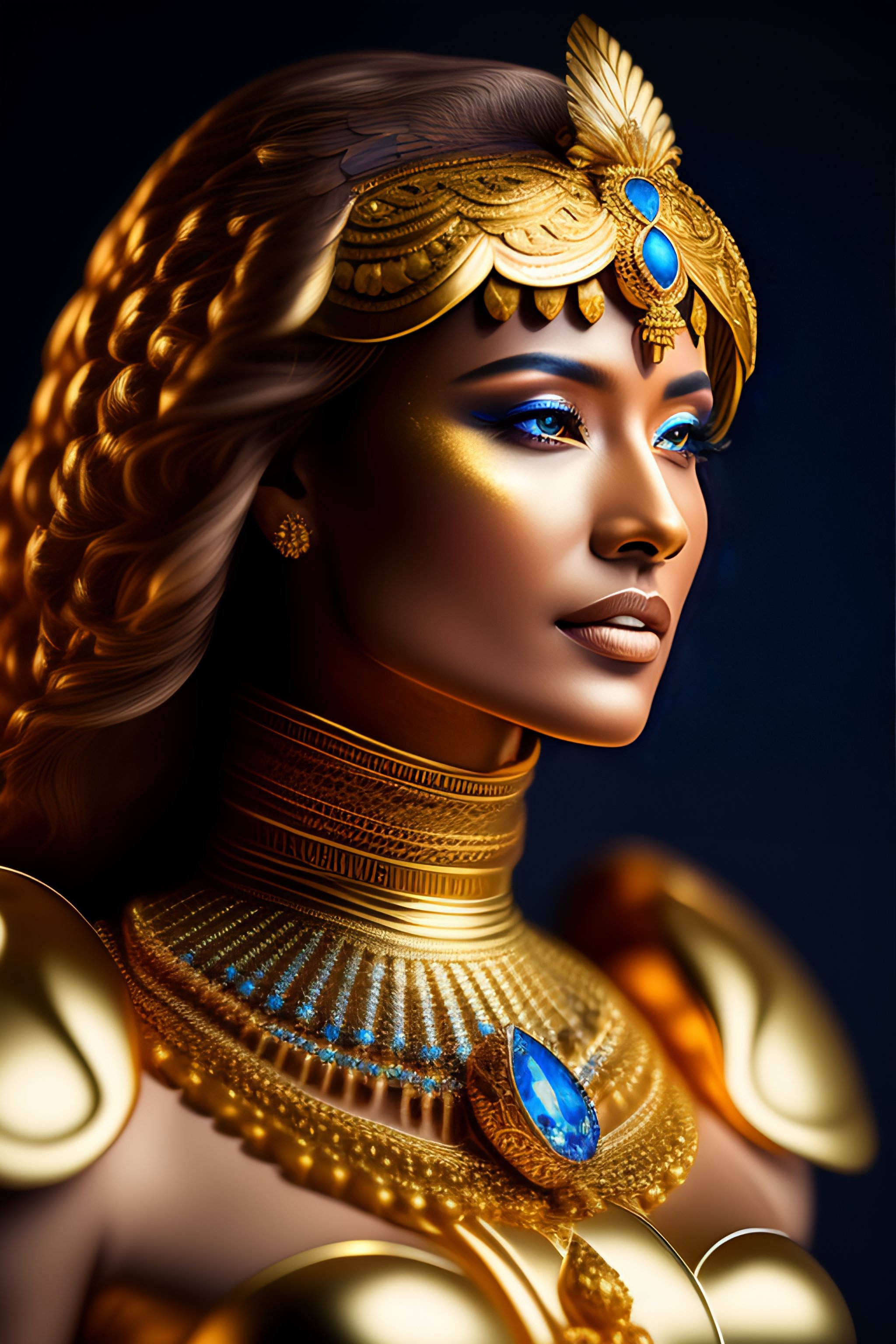 Lexica - Eagle, goddess with golden skin with blue adornments, XF IQ4 ...