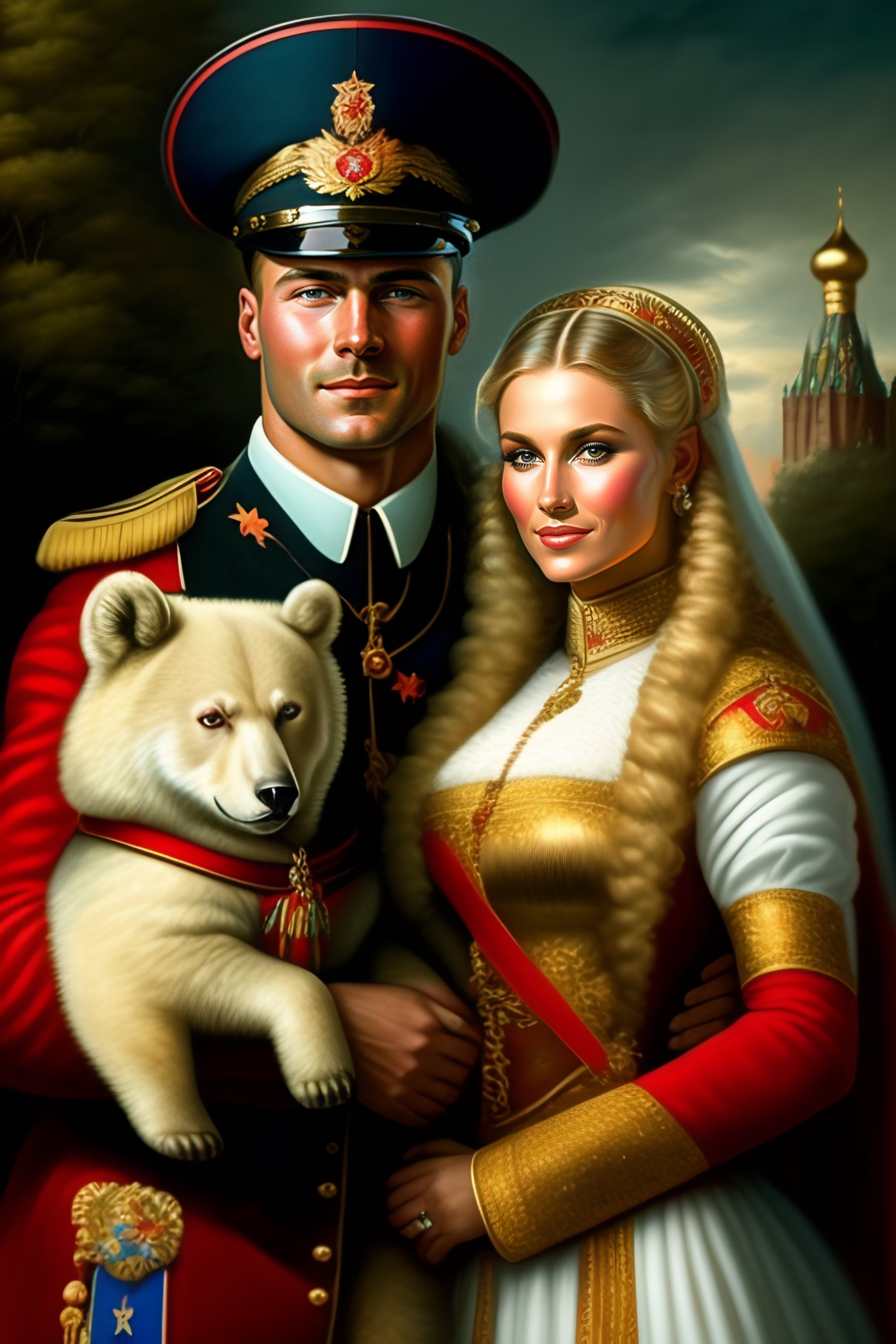 Lexica - Portrait a Russian military hero celebrating victory with a ...
