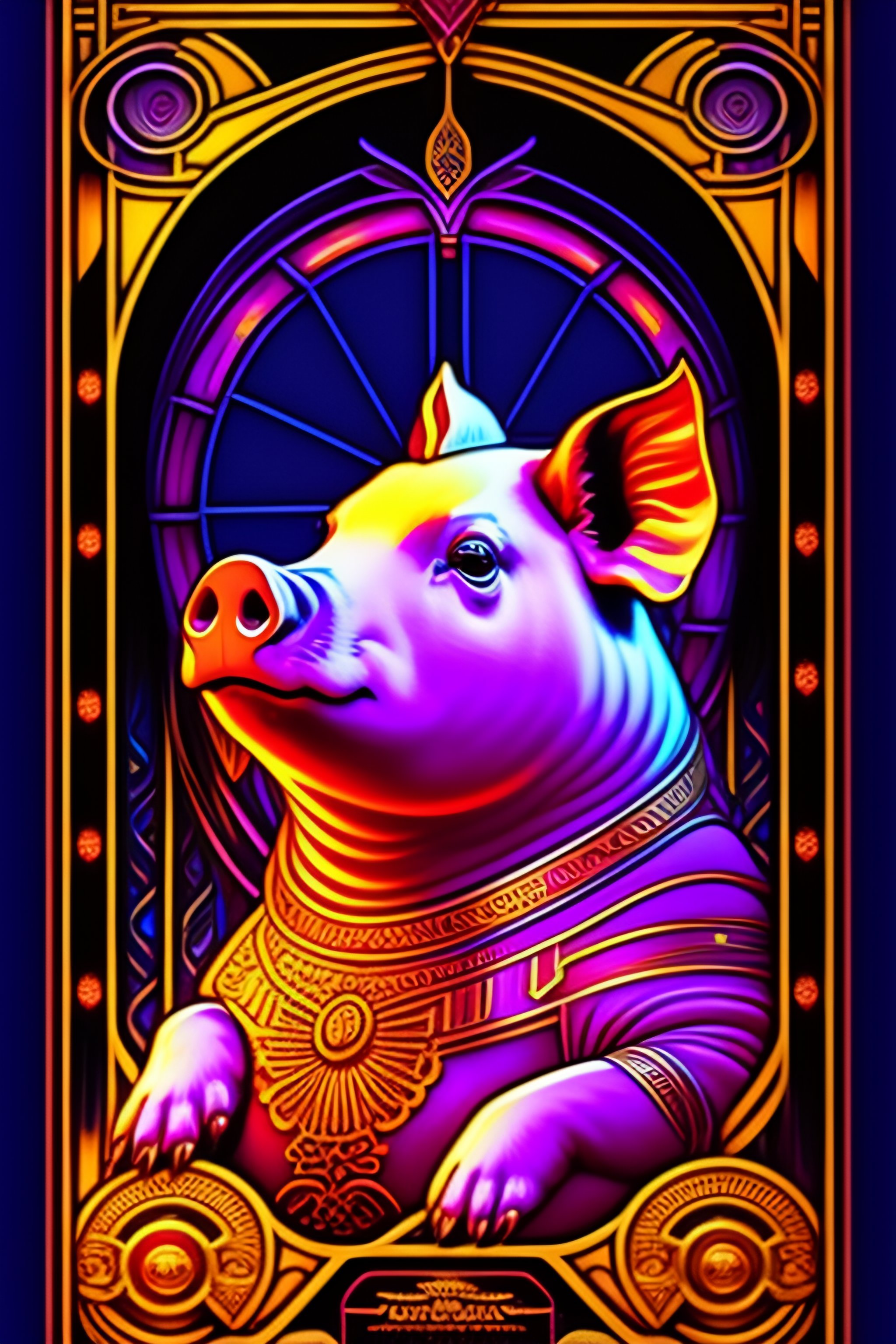 Lexica - Cybernetic funny pig. Synthwave. retropunk, stained glass, 8k ...